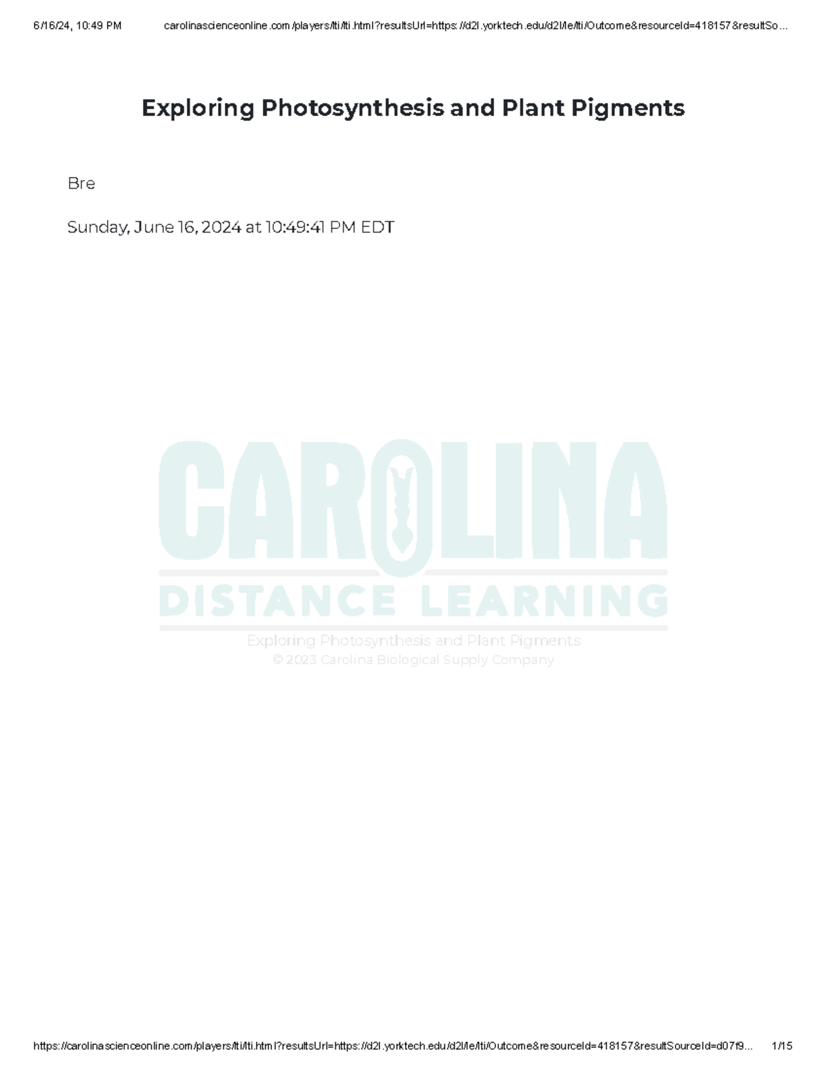 Lab 5 - lab - Exploring Photosynthesis and Plant Pigments Bre Sunday ...
