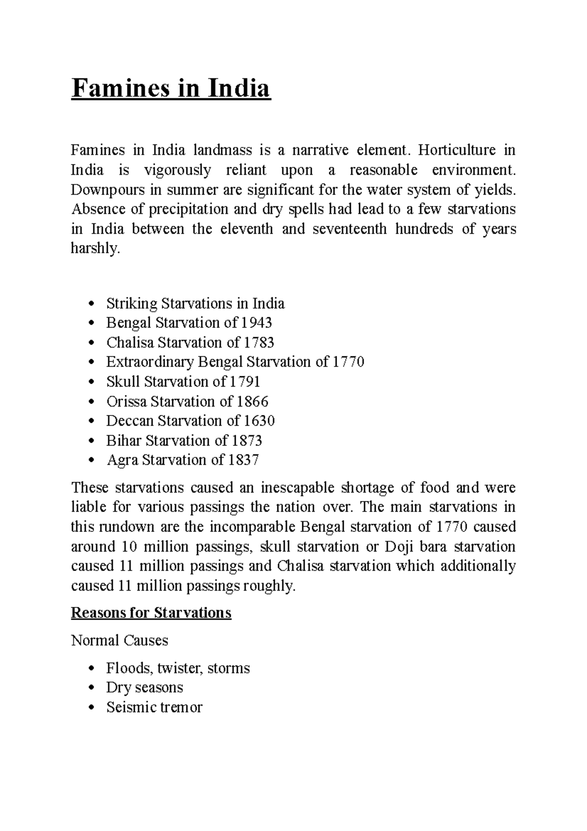 Famines in India - Famines in India Famines in India landmass is a narrative element ...