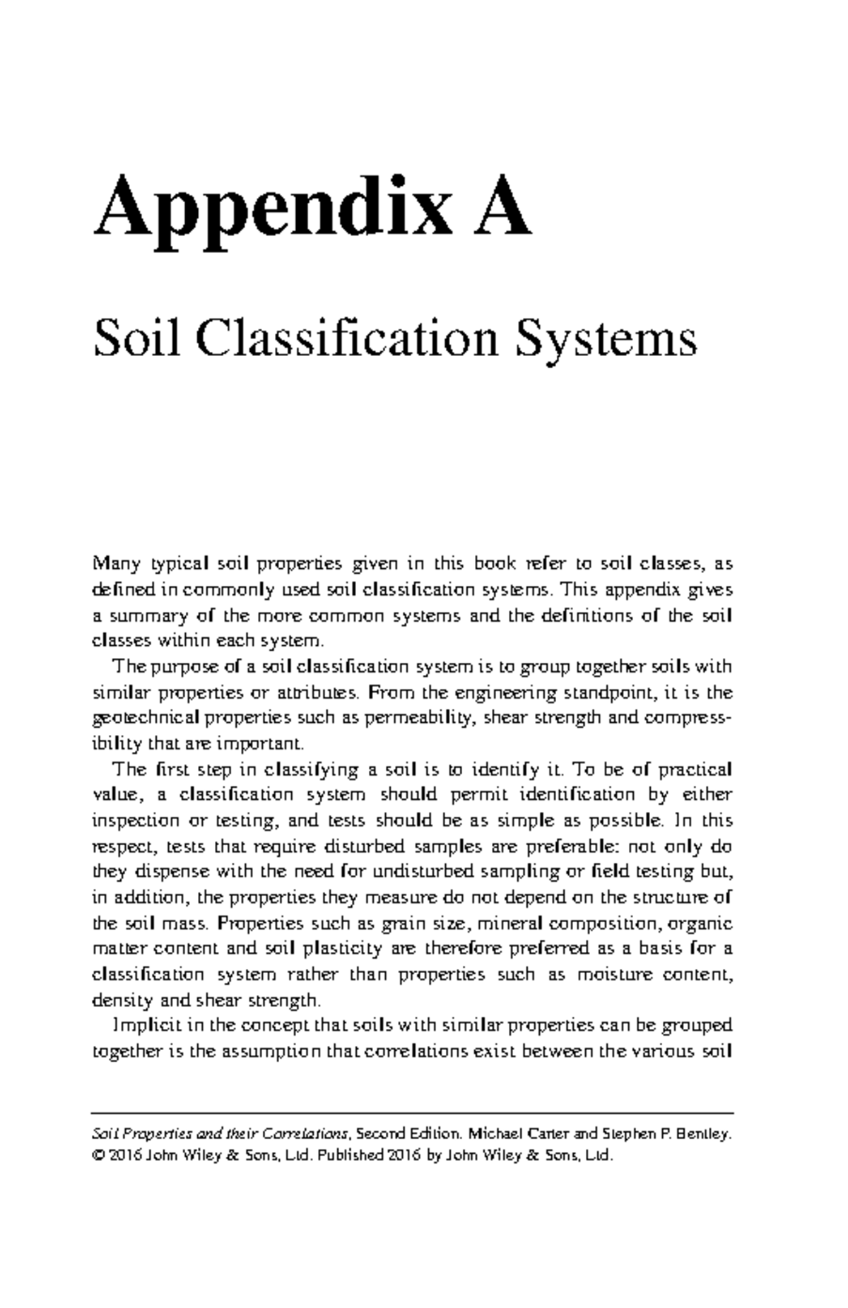 Soil Properties and their Correlations - 2016 - Carter - Appendix A Soil Classification Systems ...