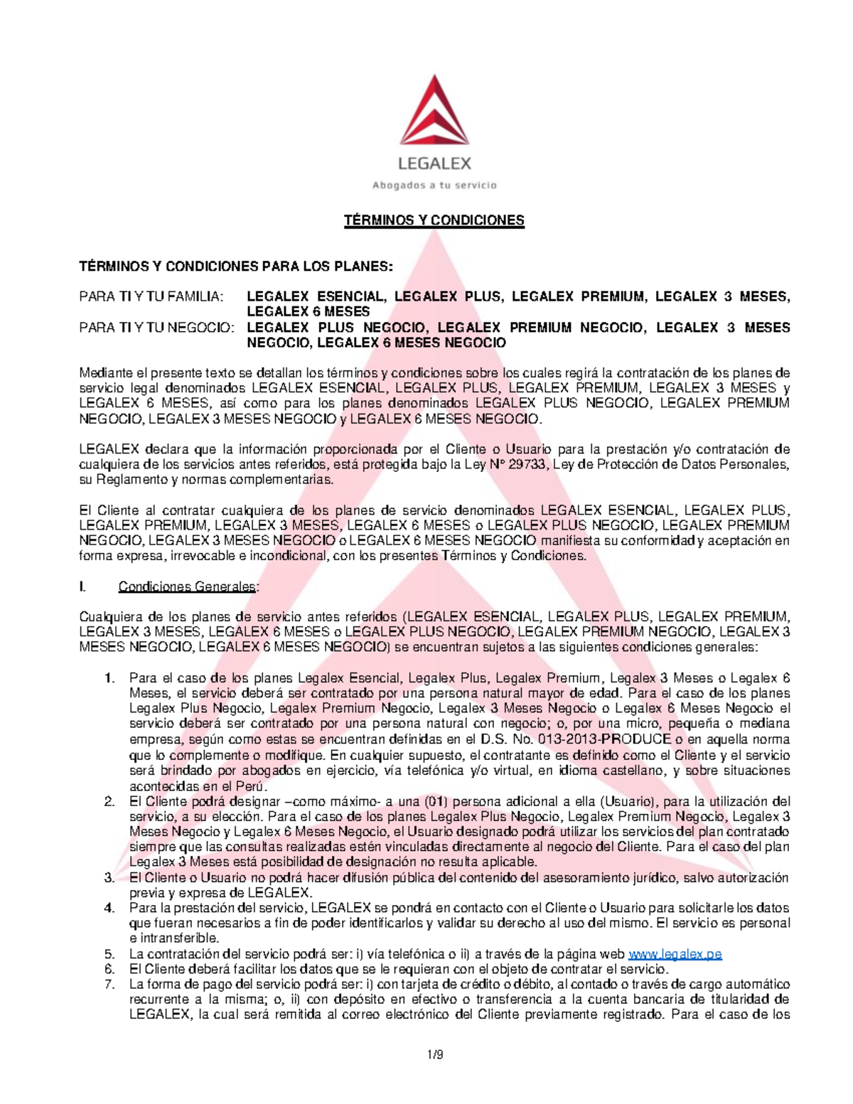Legalex terminos y condiciones - TÉRMINOS Y CONDICIONES TÉRMINOS Y ...