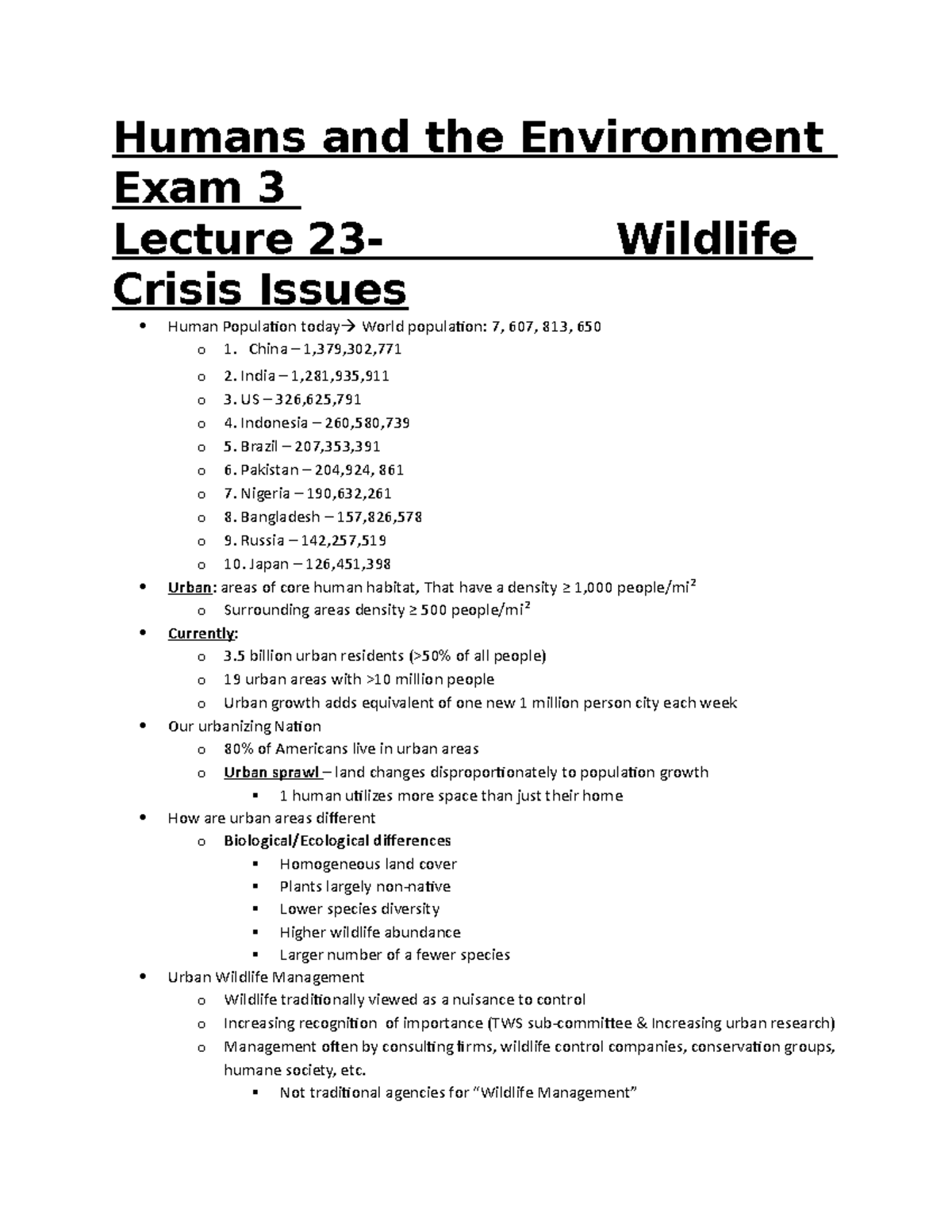 Humans and the Environment Exam 3 review - Humans and the Environment ...