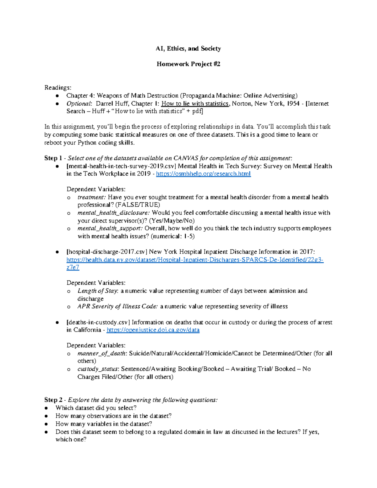 AI project assignment - AI, Ethics, and Society Homework Project ...