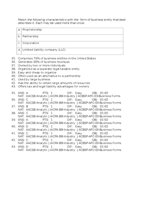 Chapter 1 - Matching Part 1 - MATCHING Match each transactions with its ...