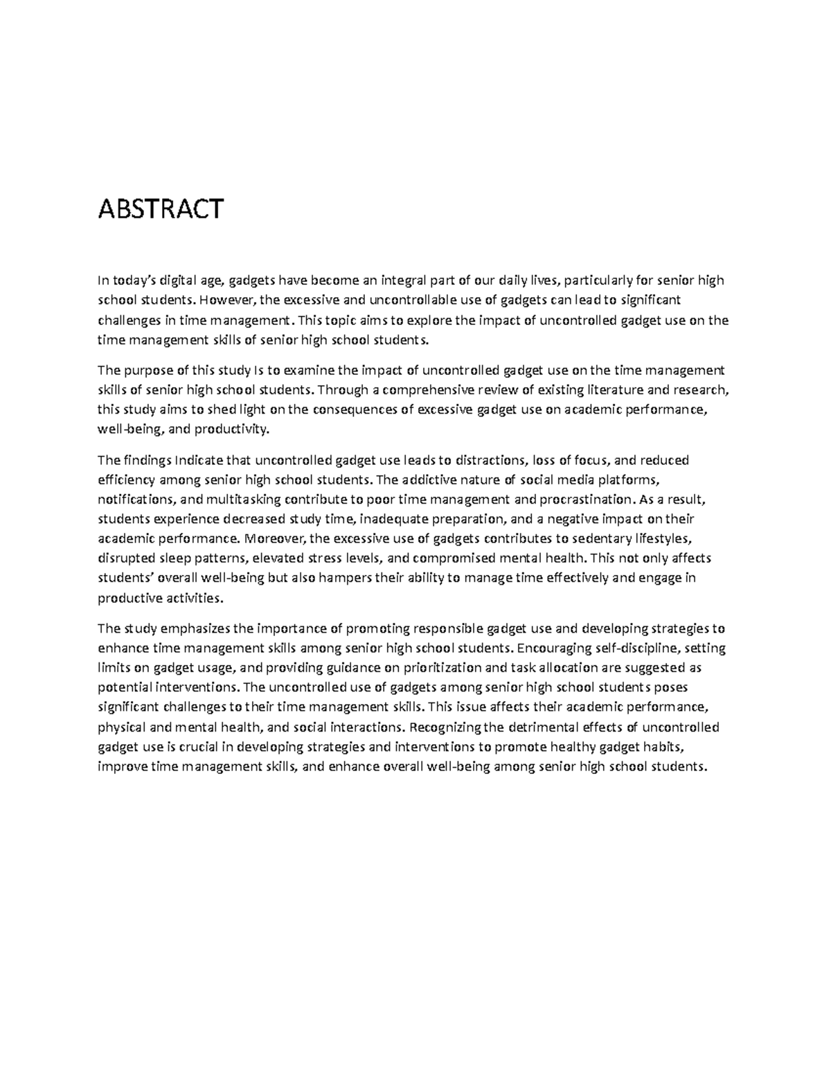 FILIPINO - ABSTRACT In today’s digital age, gadgets have become an ...