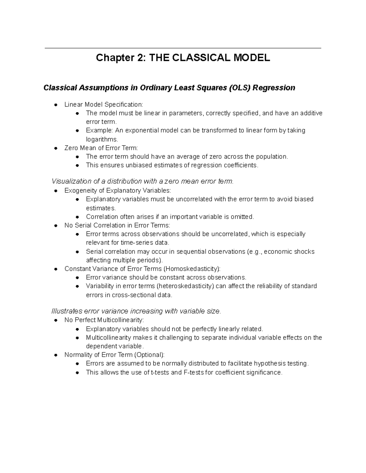 Focus notes - stats - Chapter 2: THE CLASSICAL MODEL Classical ...