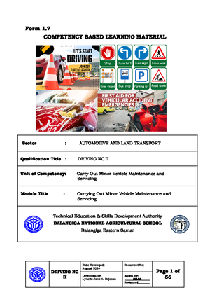 Written TEST - DRIVING NC II WRITTEN TEST DIRECTION: Read and ...