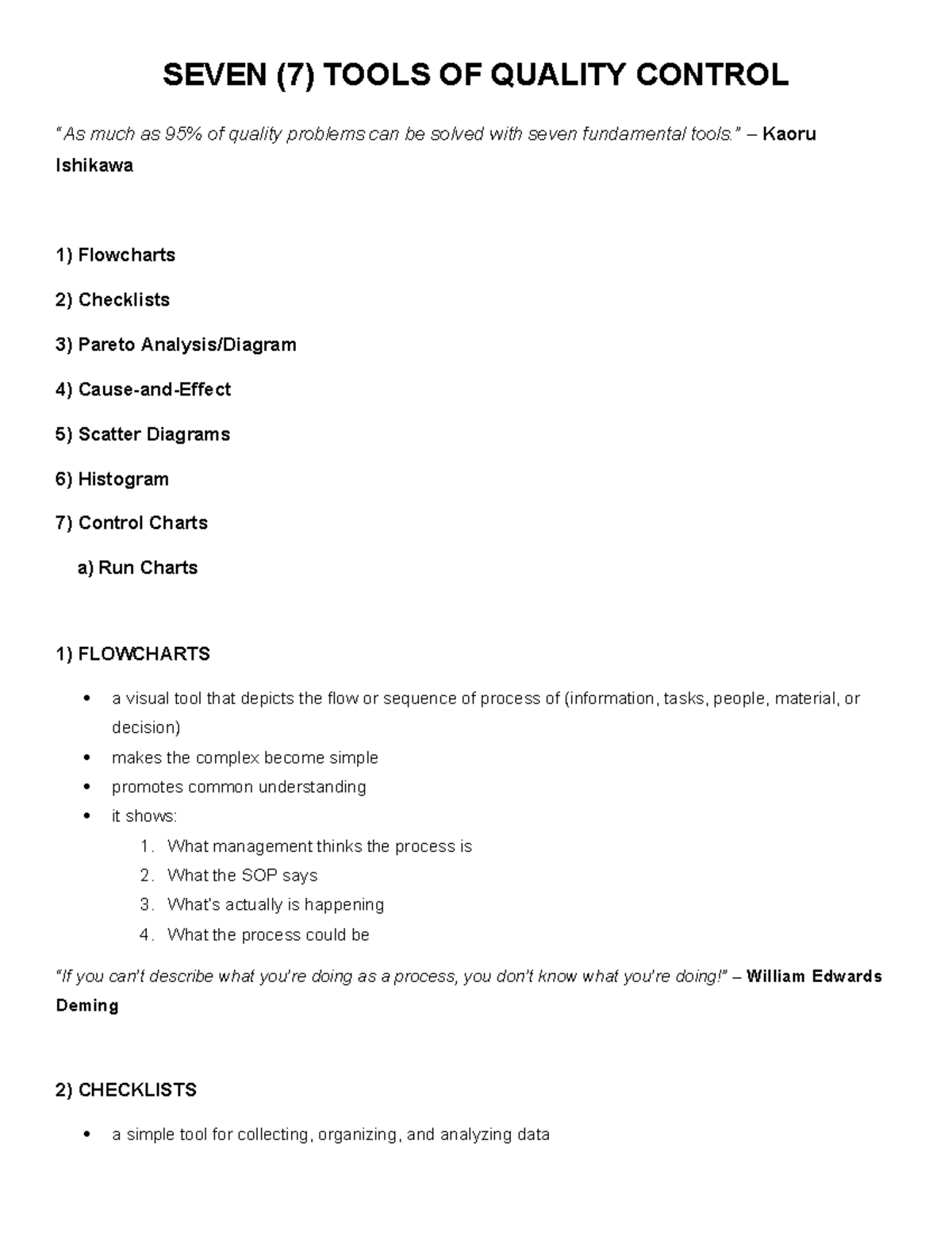 7 Tools of Quality Control - SEVEN (7) TOOLS OF QUALITY CONTROL “As ...