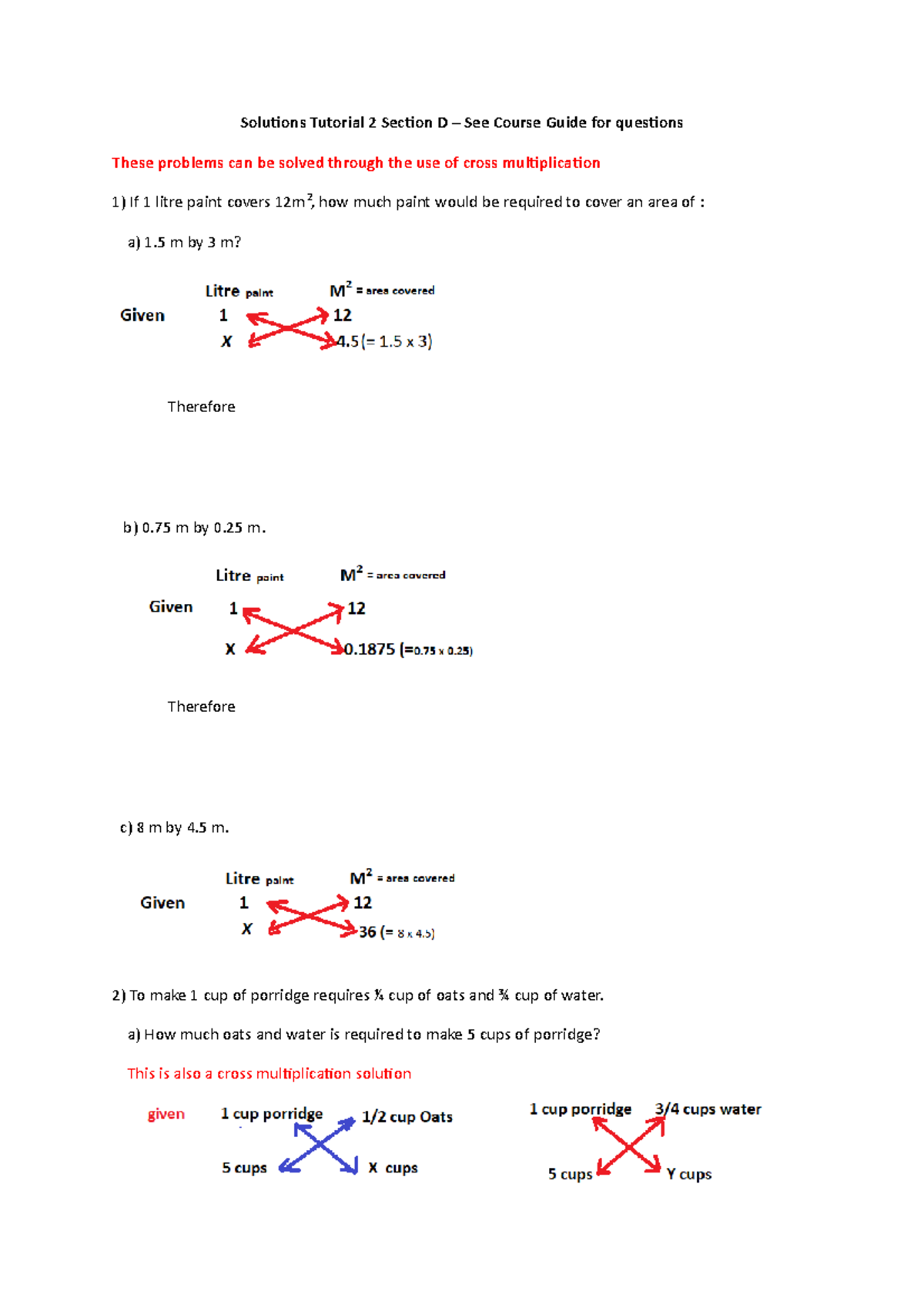 Solutions to Tutorial 2 - Section D of Course Guide - Solutions ...