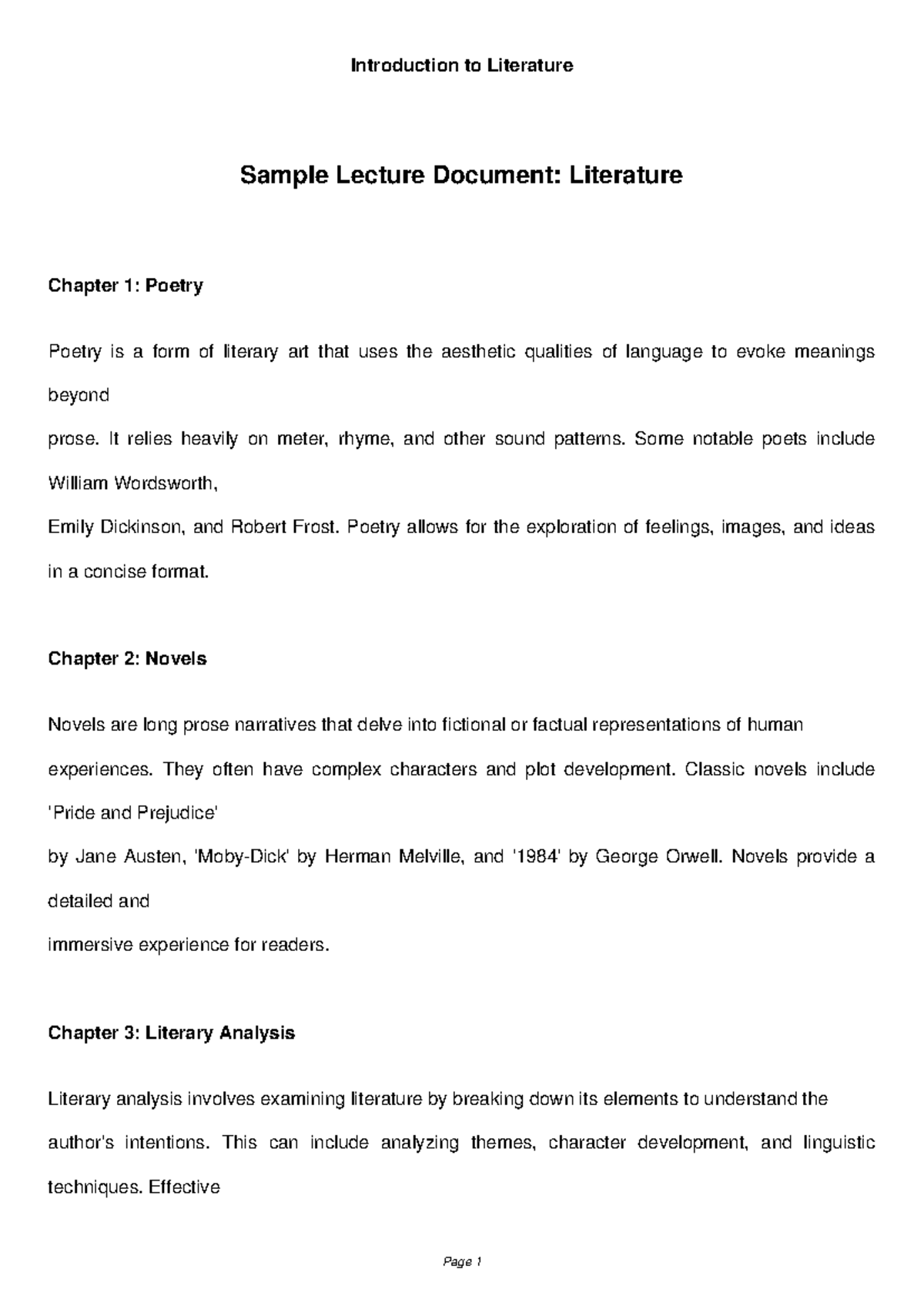 Mnt data Lecture Document Literature - Introduction to Literature ...