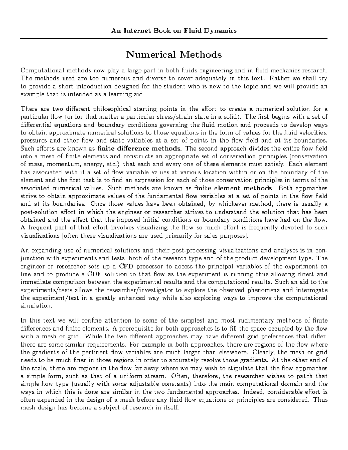 Numericalmethods Numerical Methods An Internet Book On Fluid Dynamics Numerical Methods 