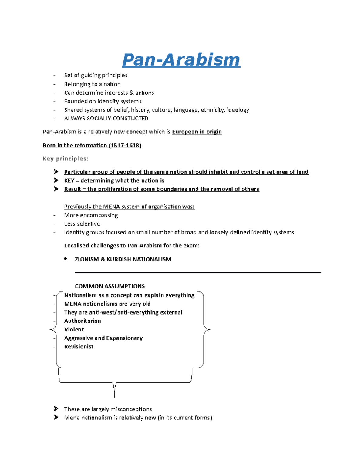Pan-Arabism - Lecture notes 8 - Pan-Arabism Set of guiding principles ...