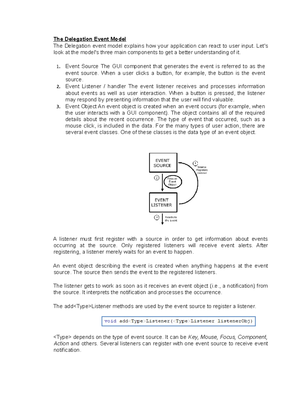 The Delegation Event Model - Let's look at the model's three main ...