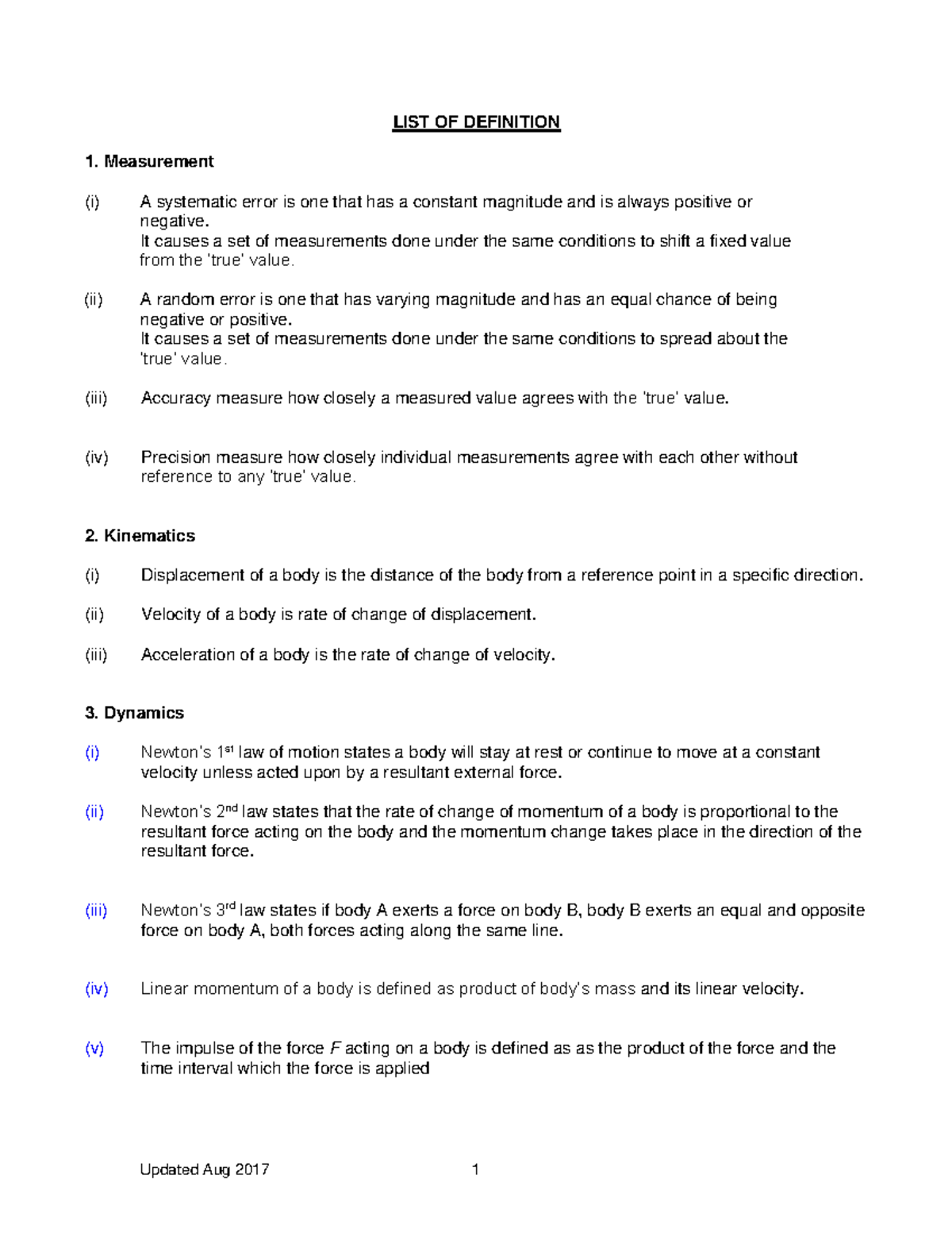 Definition list for H2 Physics (Aug 2017 ) - LIST OF DEFINITION ...