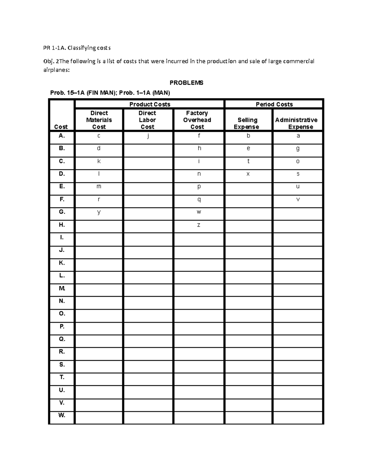 Classifying Costs in PR - Studocu