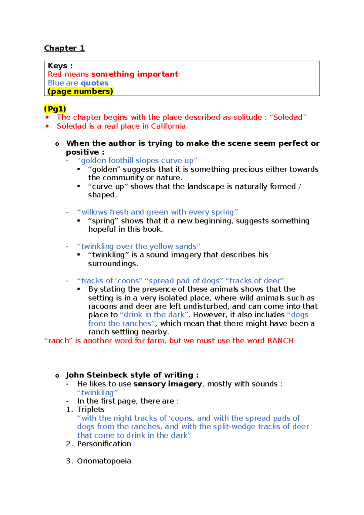 Chapter 1 - OMAM - Chapter 1 Keys : Red means something important Blue ...