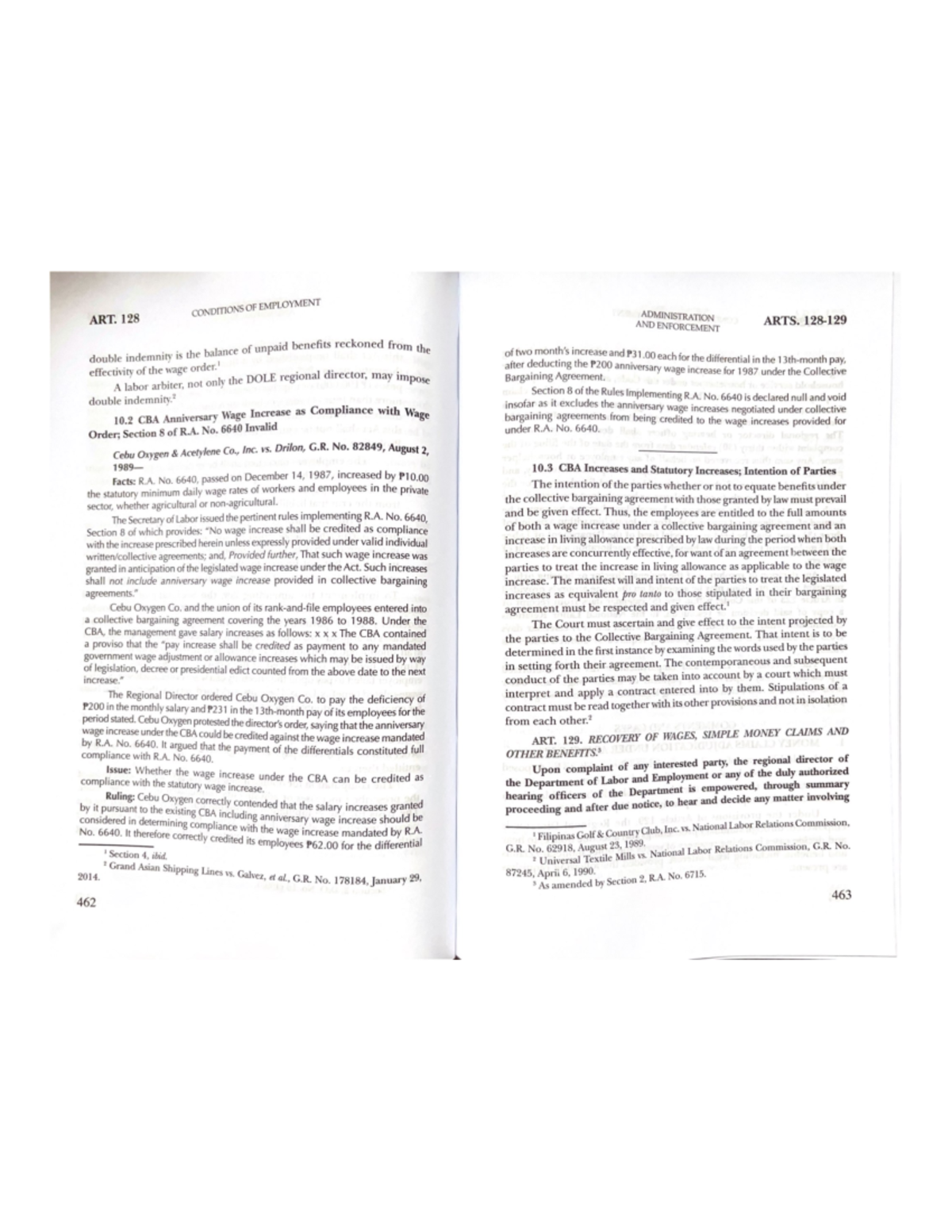 4 - Labor code by azucena - CONDITIONS OF EMPLOYMENT ART. 128 ...