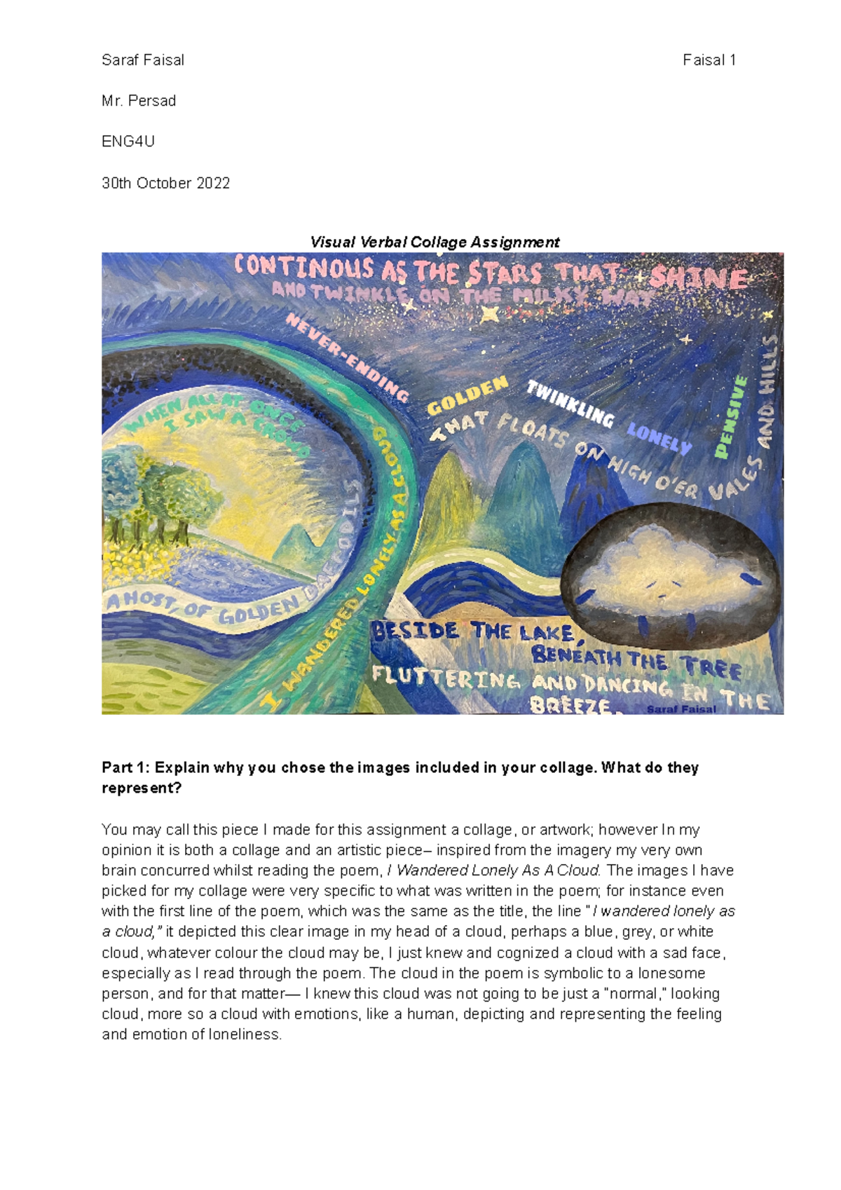 Visual Verbal Collage Assignment - Mr. Persad ENG4U 30th October 2022 ...