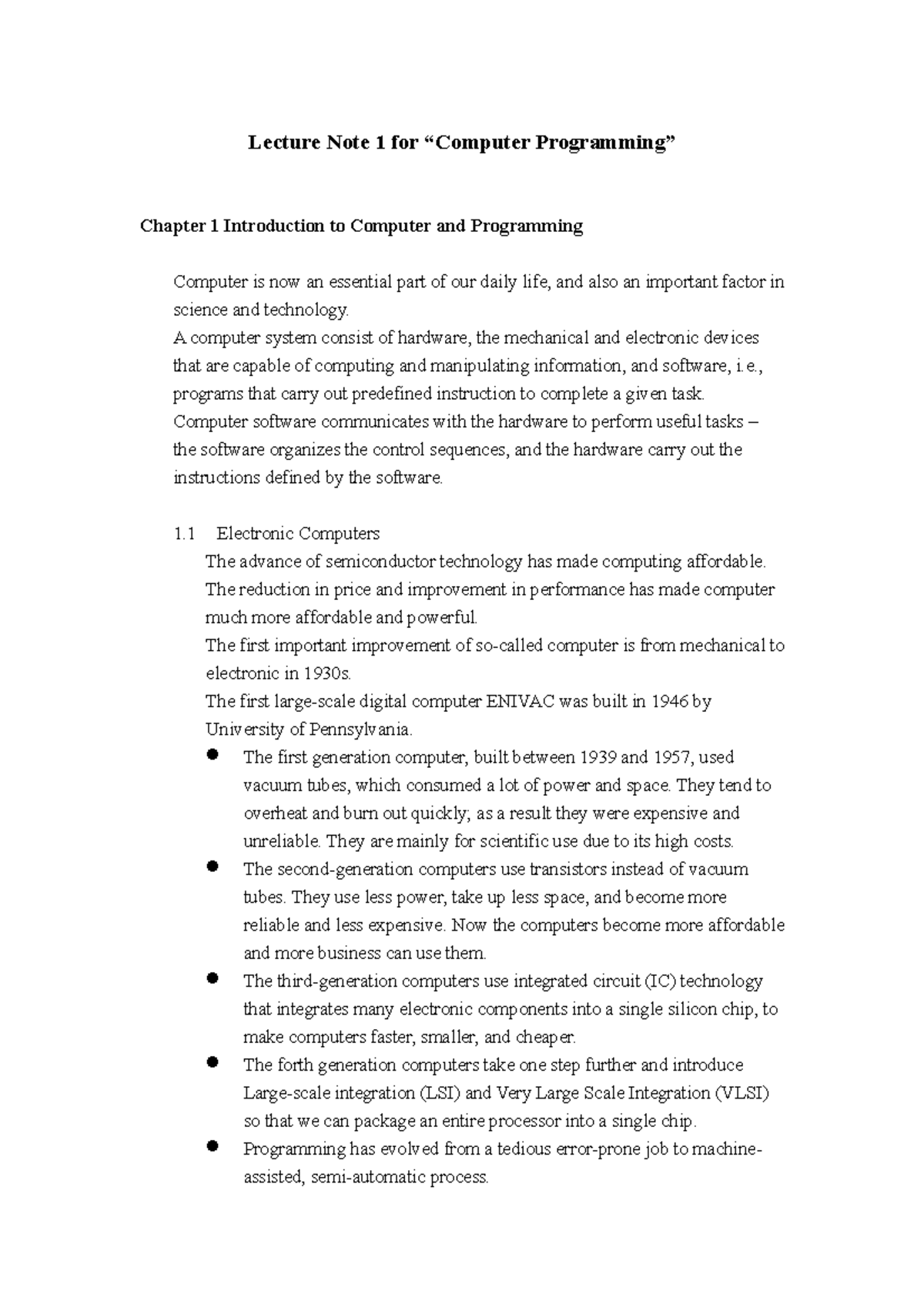 Computer Programming - BASIC CODING FOR PROGRAMMER - Lecture Note 1 for ...