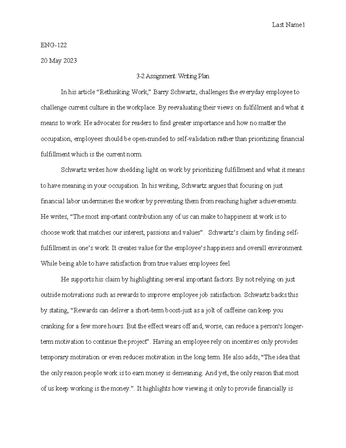 Module Two Assignment - ENG- 20 May 2023 3-2 Assignment: Writing Plan ...