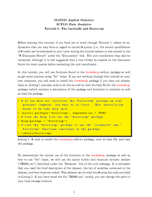 Tutorial 8 Solutions - MAS223 - SEMESTER 2 - MURDOCH UNIVERSITY - 2021 ...