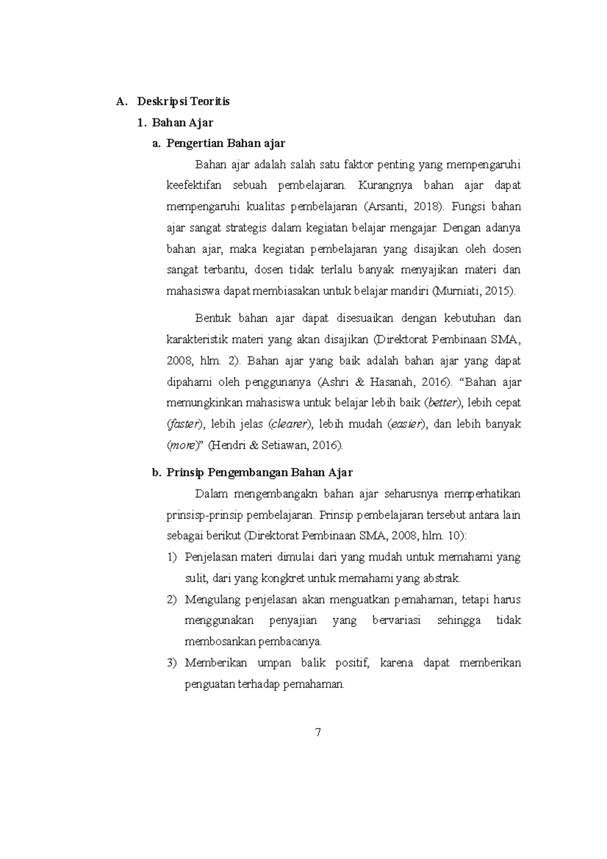 Deskripsi Teoritis - A. Deskripsi Teoritis 1. Bahan Ajar a. Pengertian ...
