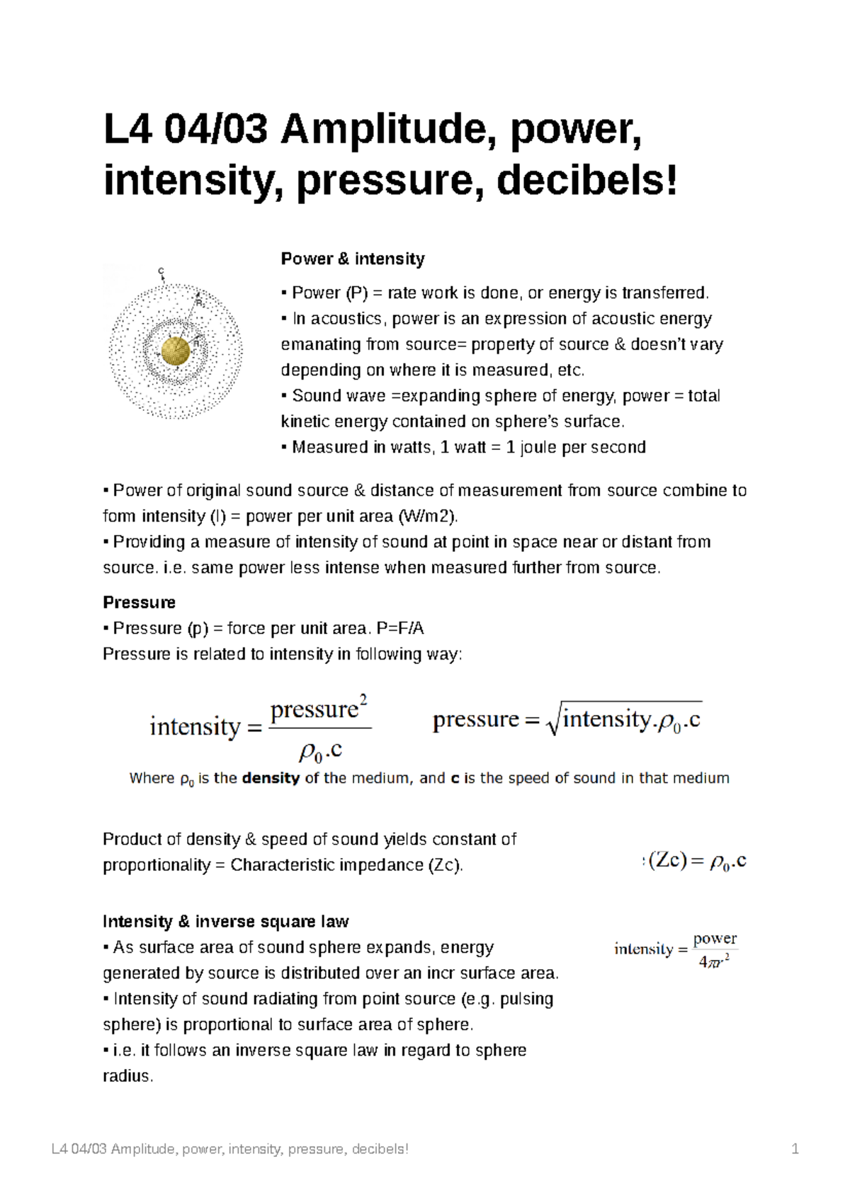 L4 Amplitude power intensity pressure decibels - L4 04/03 Amplitude ...