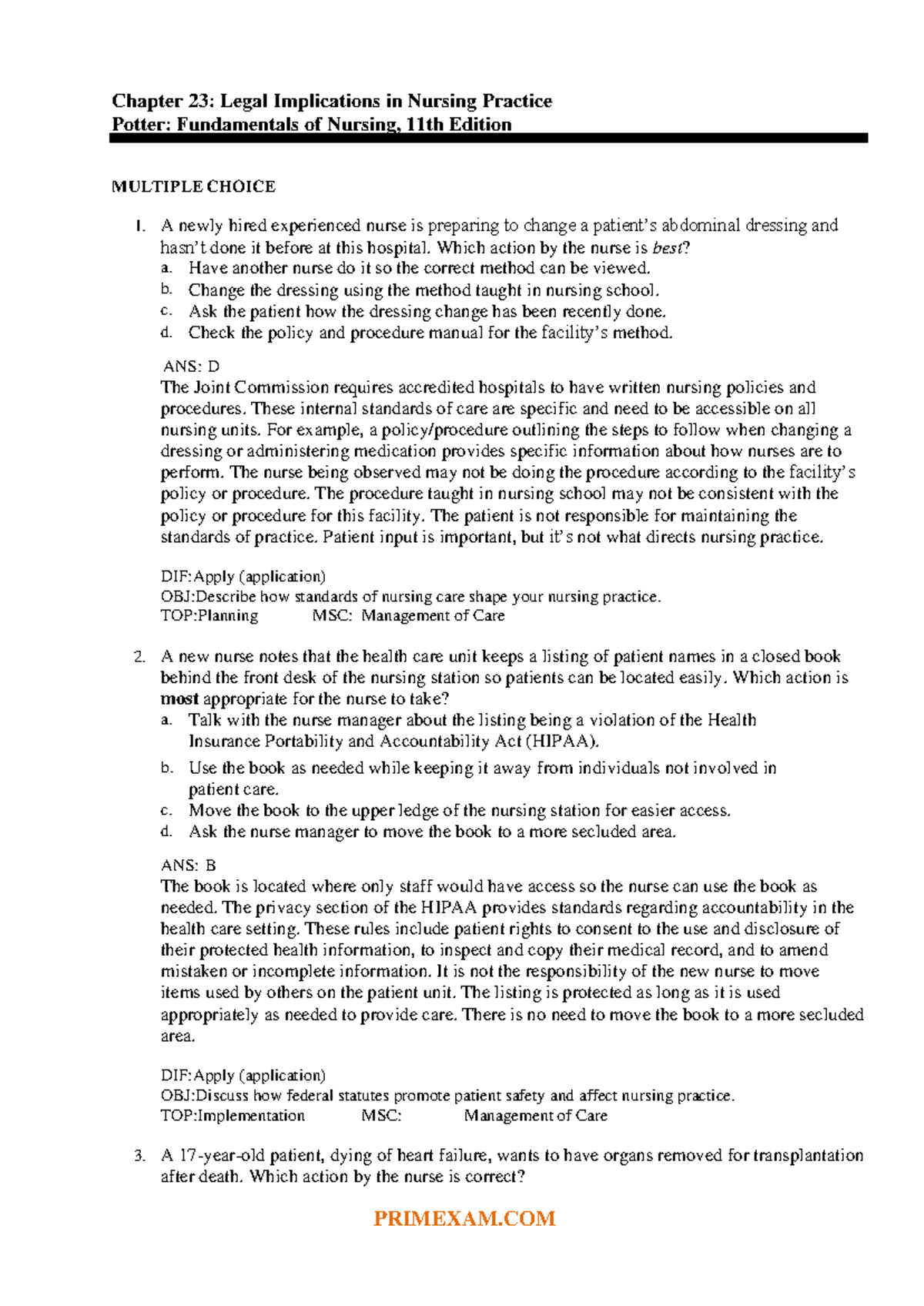 Chapter 23 - Lecture notes - Chapter 23: Legal Implications in Nursing ...