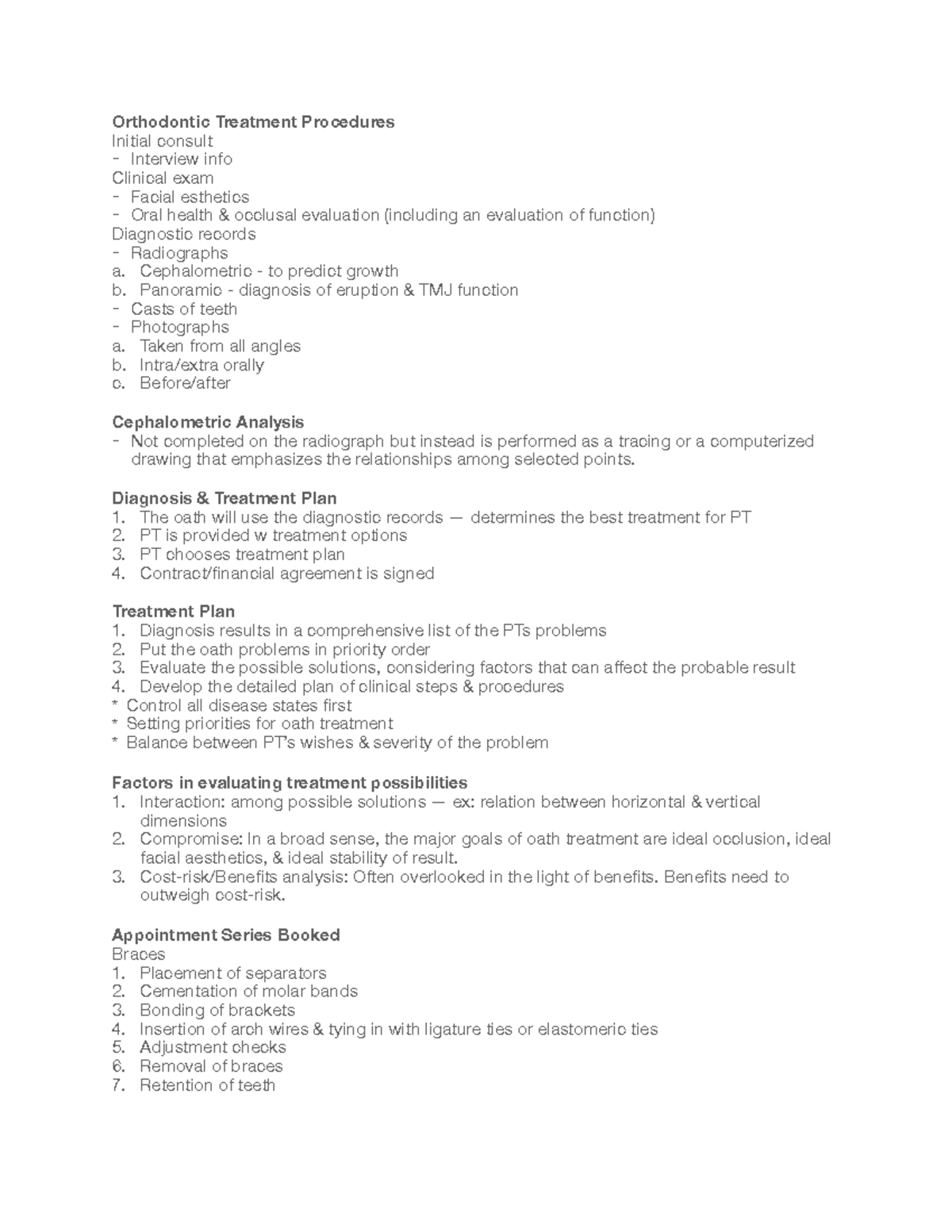Dental Specialties 2 - Lecture notes 2 - Orthodontic Treatment ...