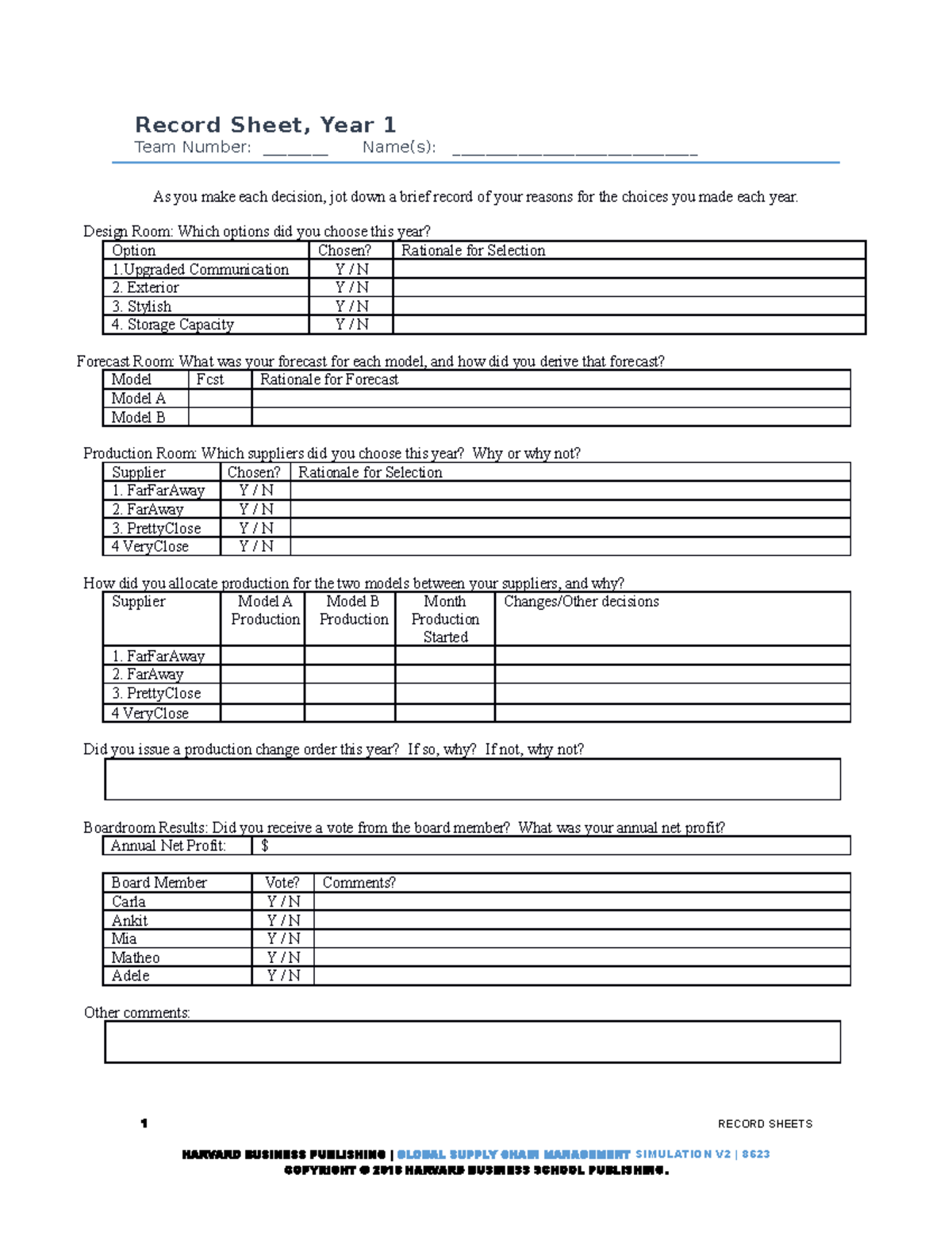 Harvard Business Simulation Record Simulations - Team Number ...