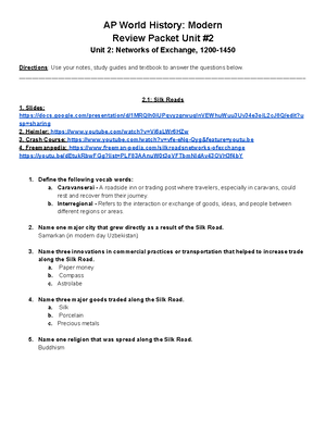 Amsco UNIT 2.2 Notes(The Mongol Empire and the Modern World from circa ...