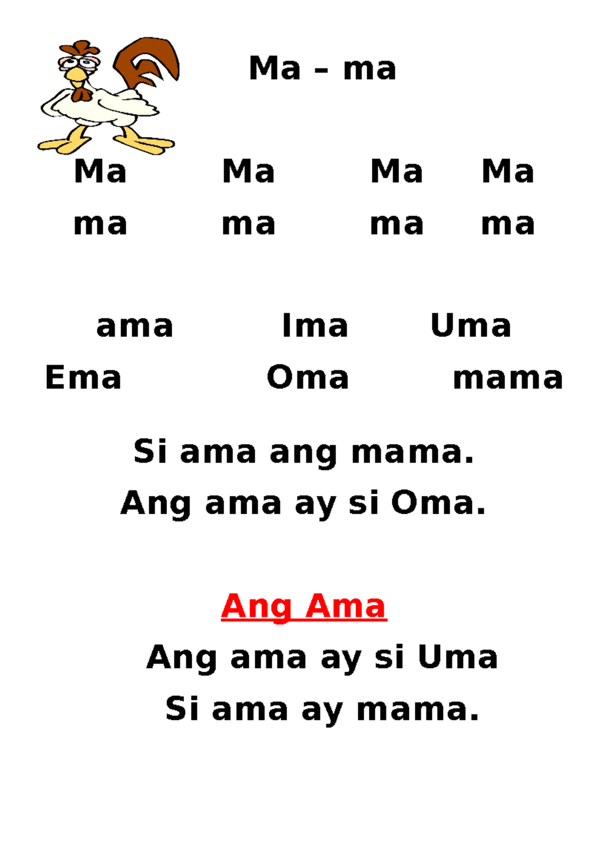 Unang Hakbang sa Pagbasa (Marungko) - Ma – ma Ma Ma Ma Ma ma ma ma ma ...