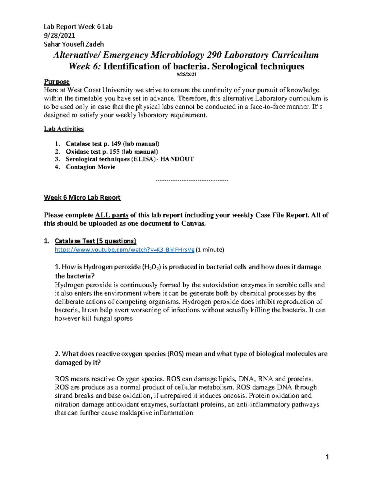 Micro 290 Week 6 Lab Report Combined - 9/28/ Sahar Yousefi Zadeh ...
