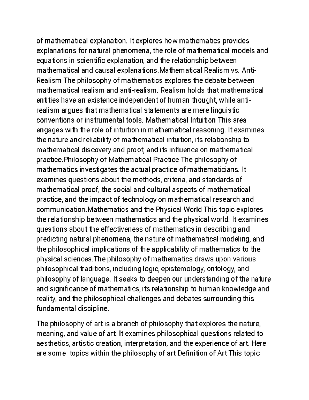 Philosophy-18 - Notes - of mathematical explanation. It explores how ...