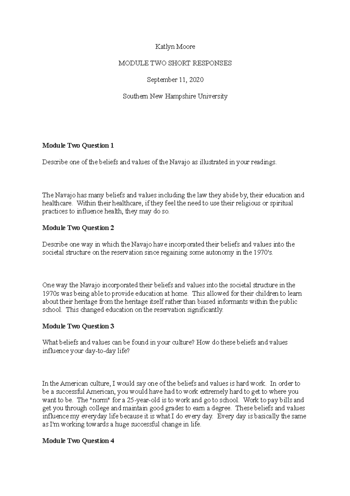 Social Science 2 Short Responses - Katlyn Moore MODULE TWO SHORT ...