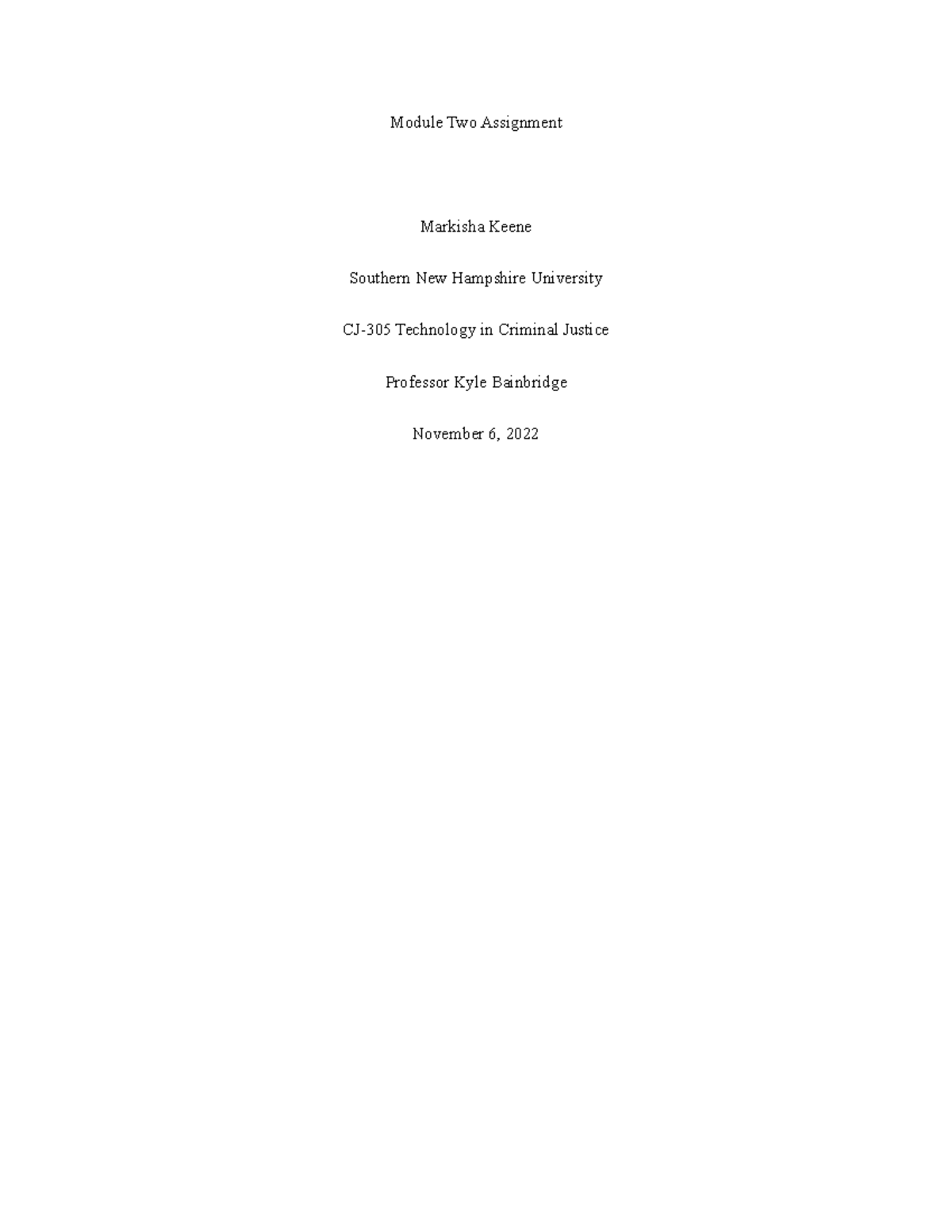 C J 305 Module Two Assignment - Module Two Assignment Markisha Keene ...