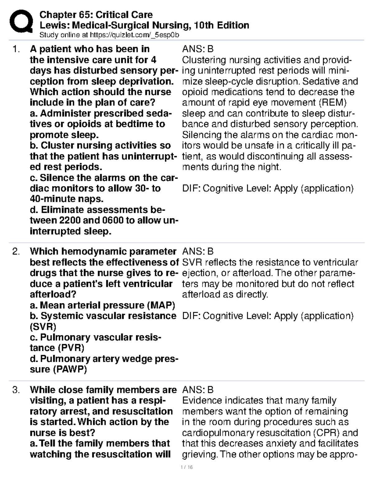 ADN III Exam Review Questions chapter 65 - Lewis: Medical-Surgical ...