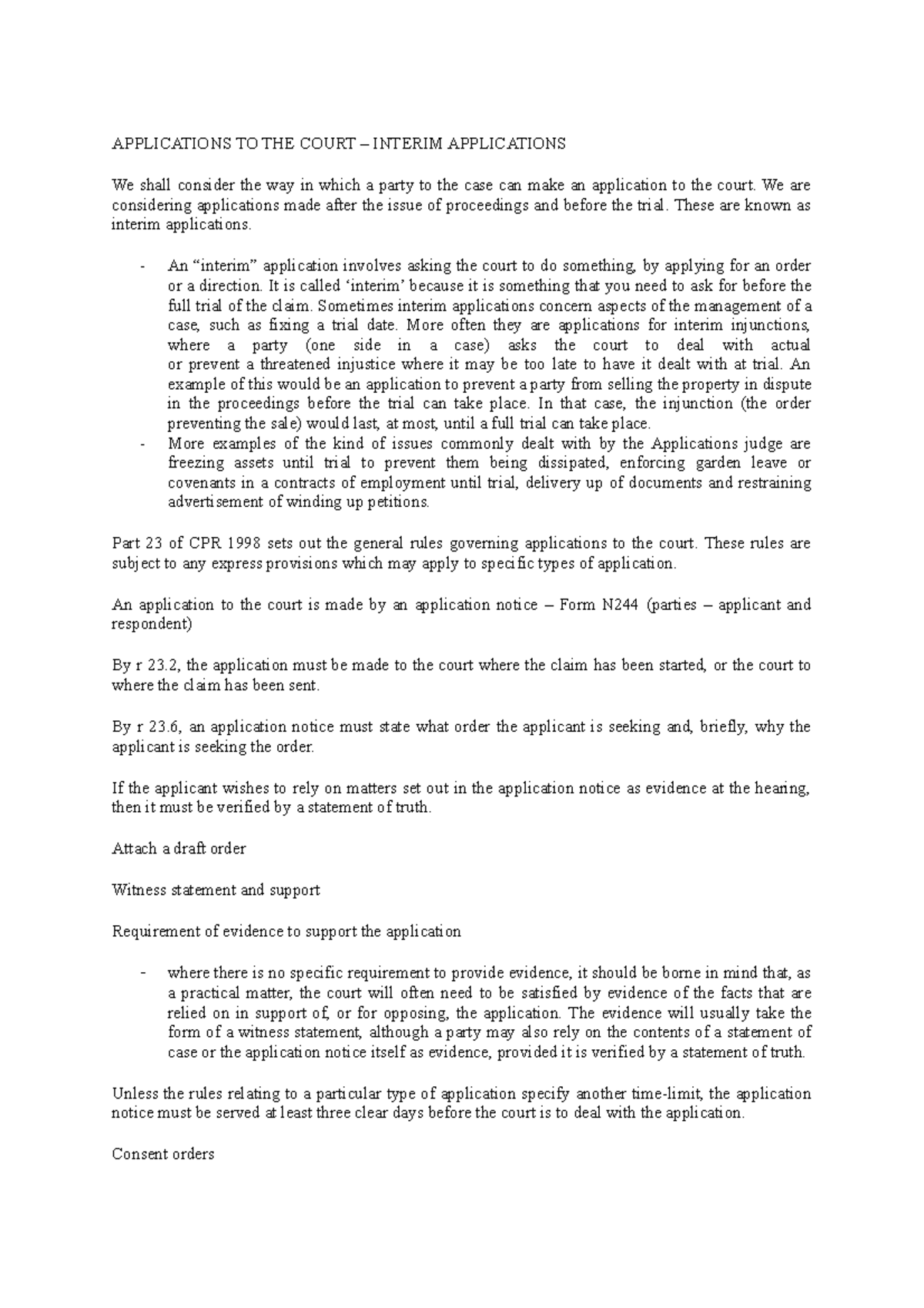 Dispute Resolution WS5 - Interim Applications - APPLICATIONS TO THE ...