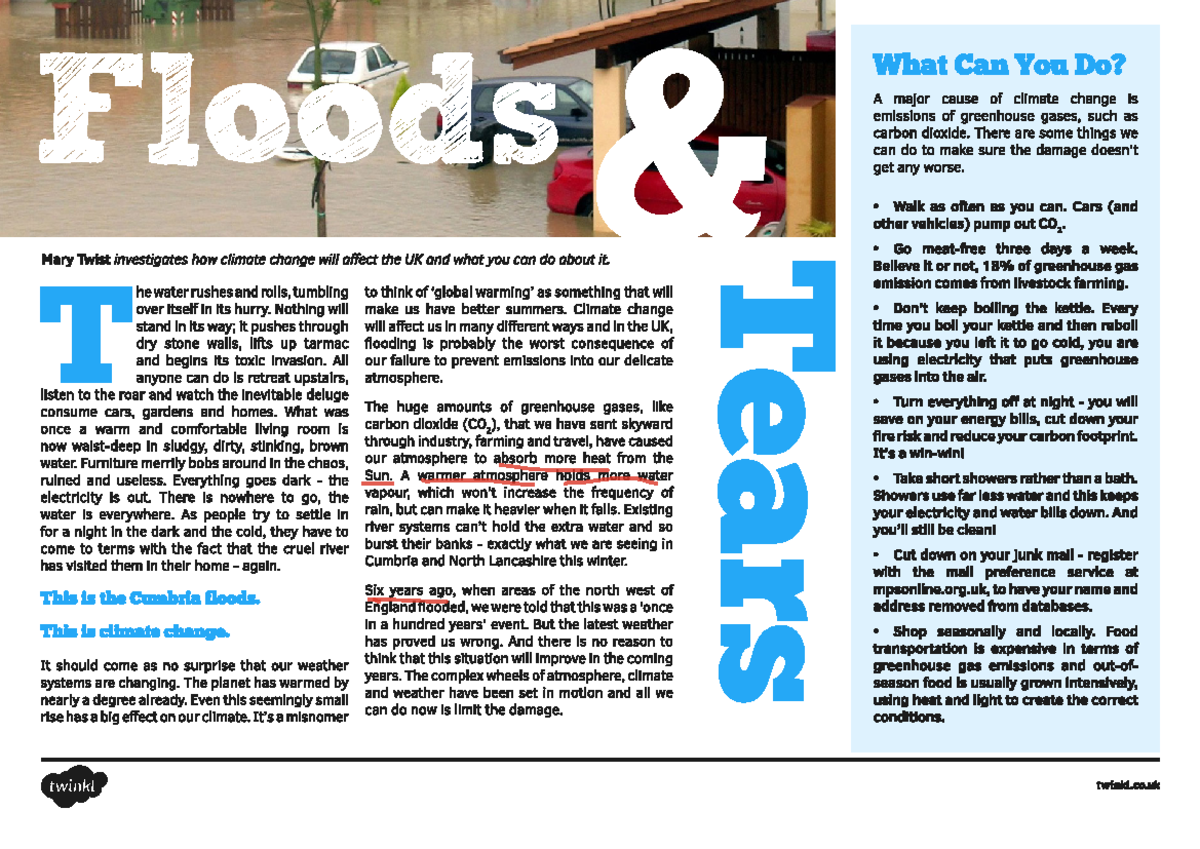 Practice Text - English essay on floods - What Can You Do? A major ...