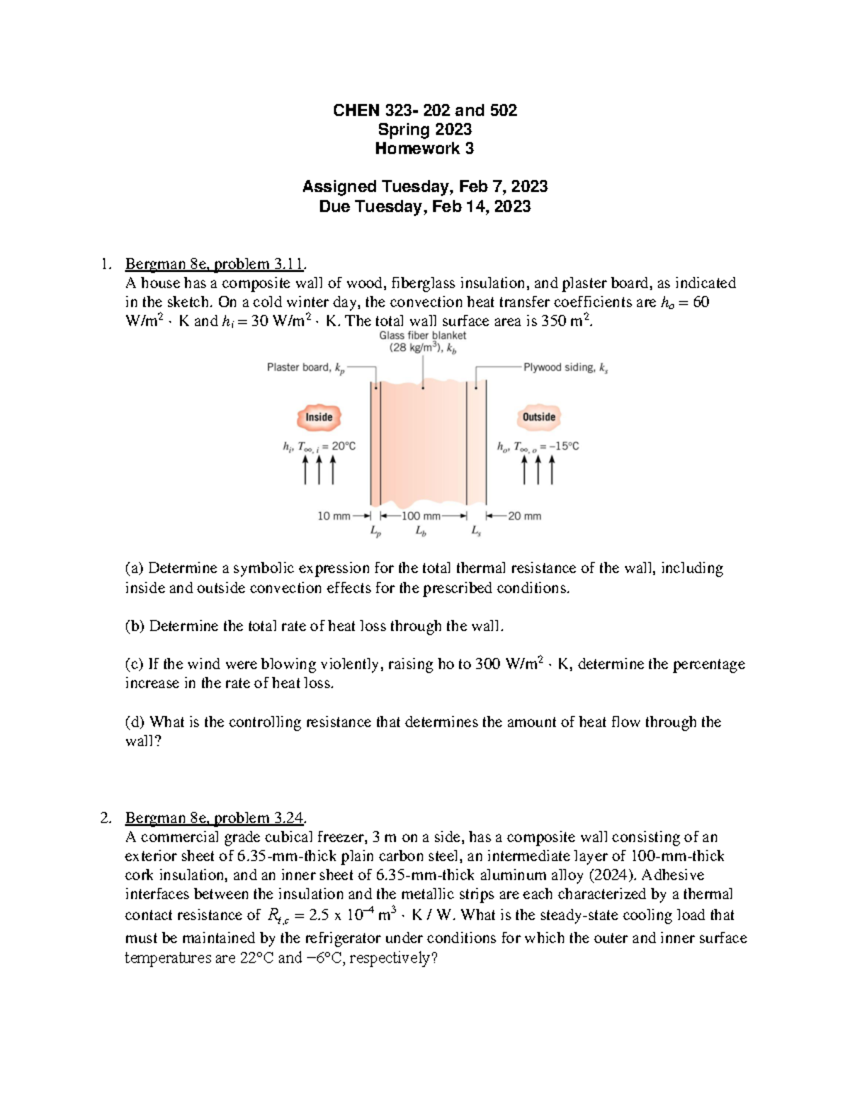 CHEN323 HW3 with solutions - CHEN 323- 202 and 502 Spring 2023 Homework ...