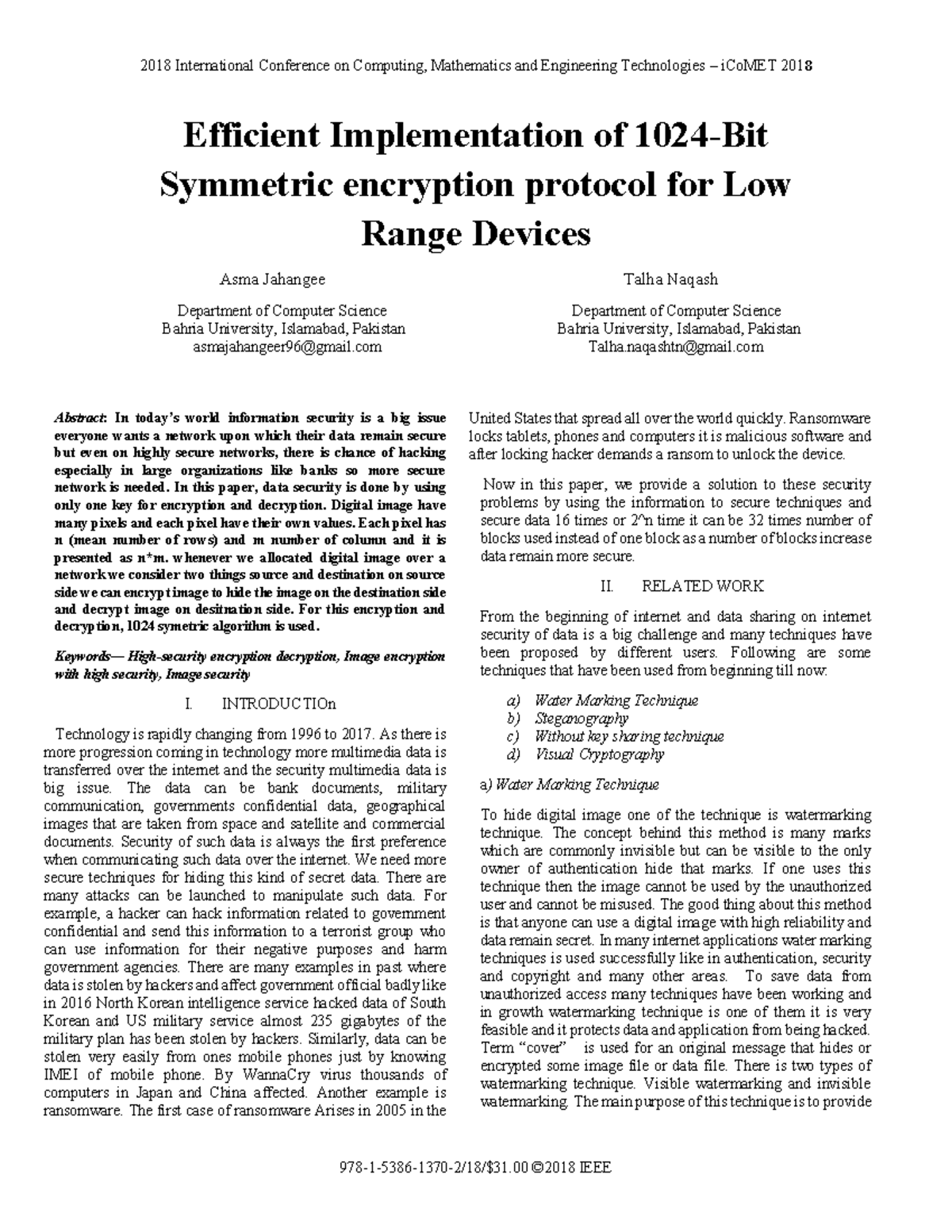 Efficient Implementation Of 1024 Bit Symmetric Encryption Protocol For Low Range Devices 