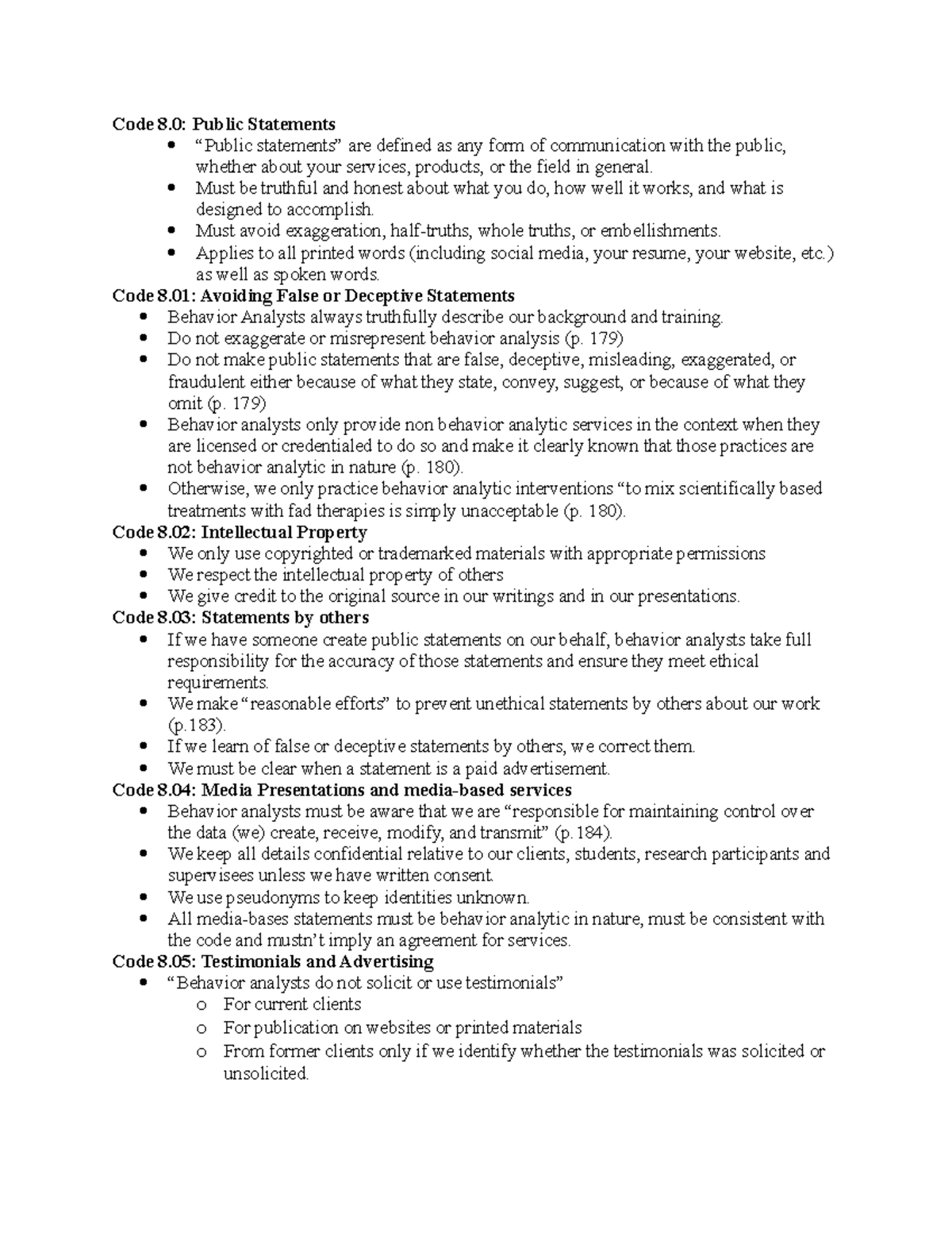 ASR 6 - last lecture - Code 8: Public Statements “Public statements ...