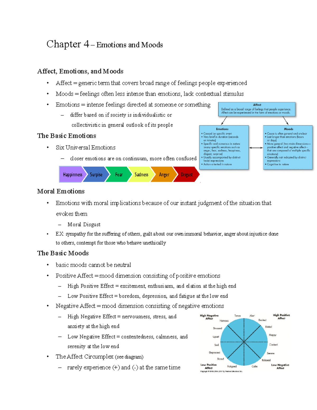 Chapter 4 Outline - Chapter 4 – Emotions and Moods Affect, Emotions ...