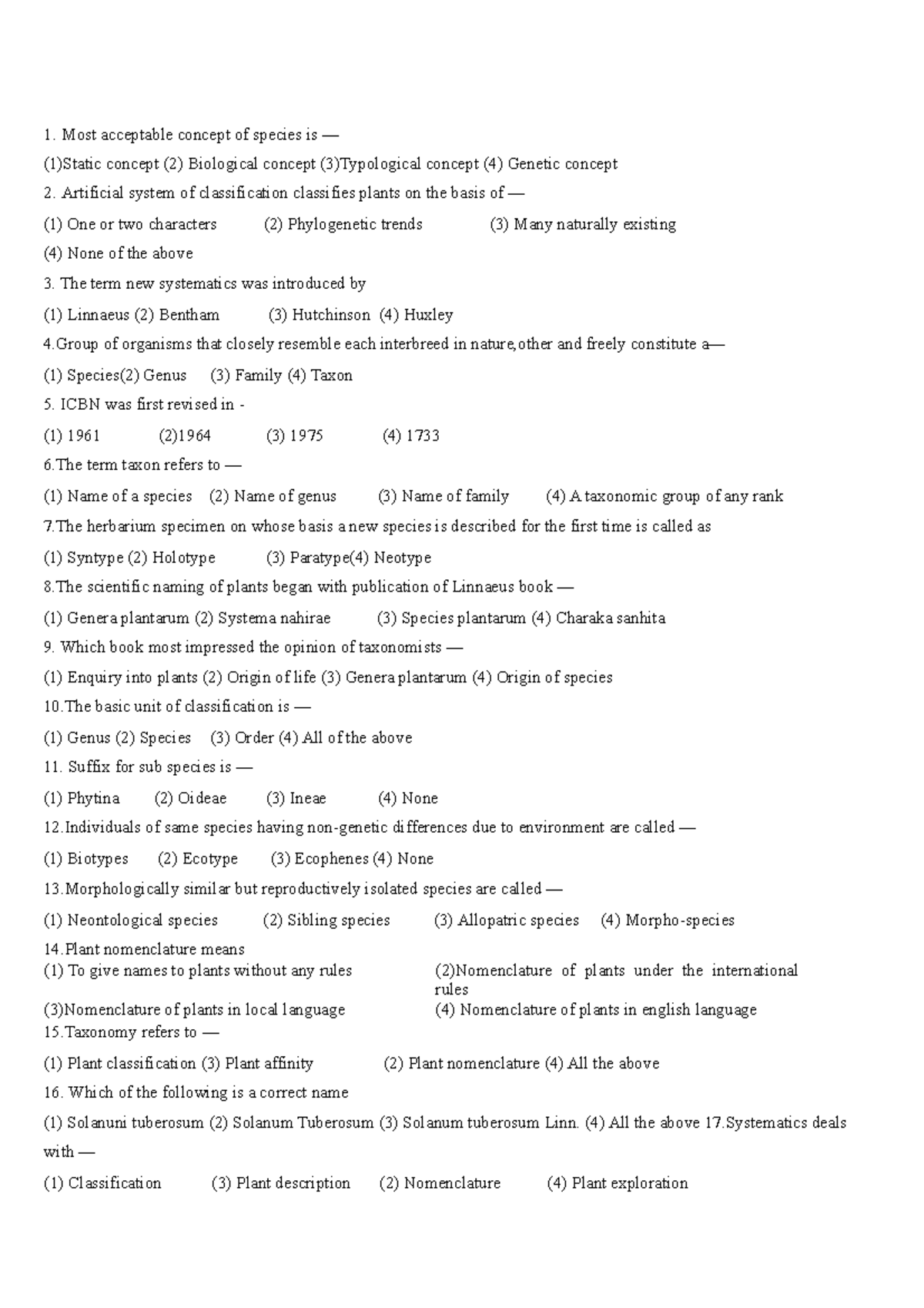Introduction Biology Exercise Reviewer - Most acceptable concept of ...