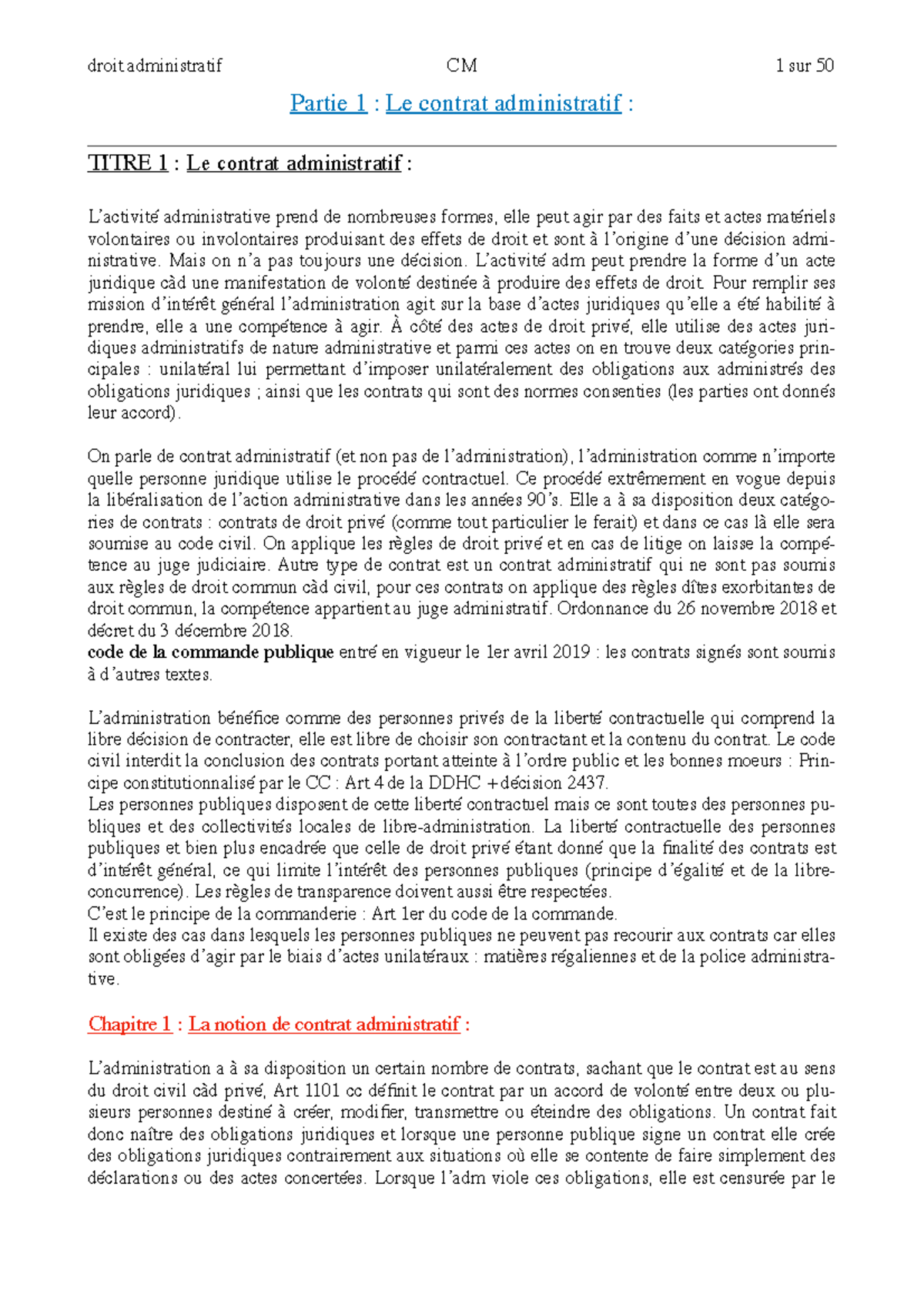 CM droit administratif 2 - Warning: TT: undefined function: 32 Partie 1 : Le contrat ...