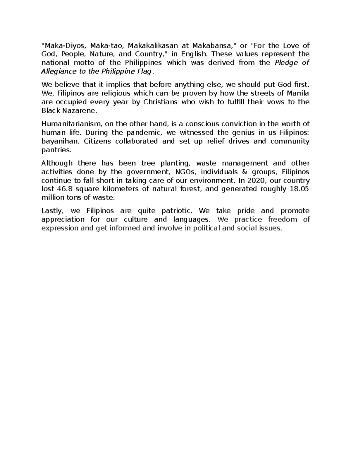MakaBAYAN MAKATAO MAKALIKASAN - Economics - University of the ...