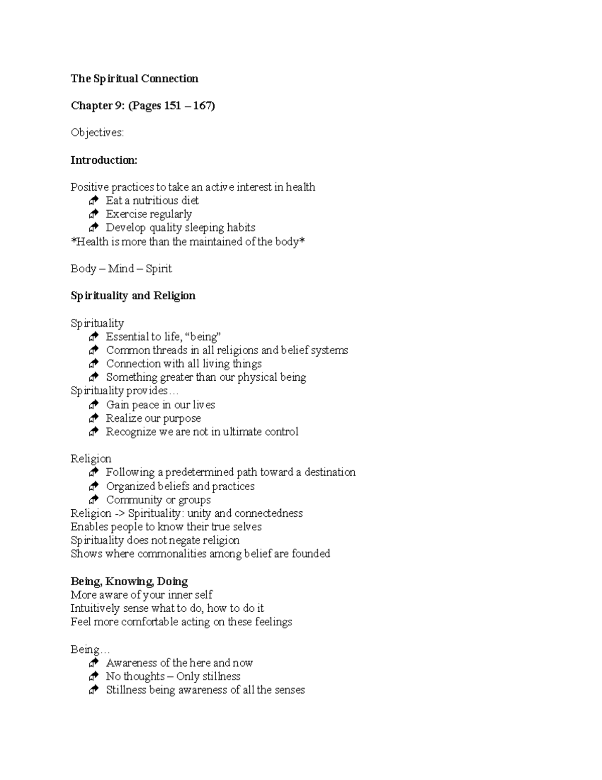 Ch8 Holistic Health Notes - The Spiritual Connection Chapter 9: (Pages ...