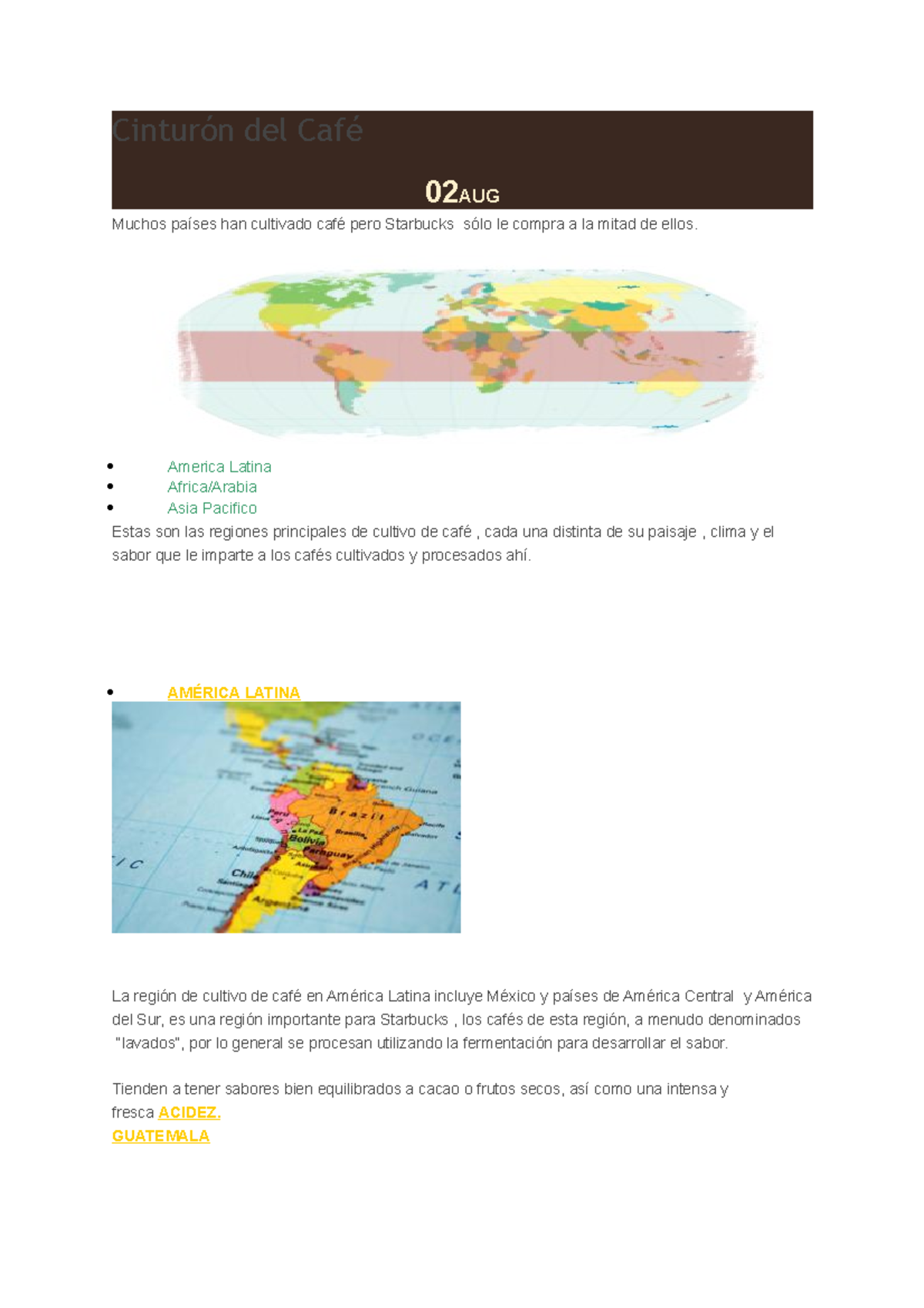 Cinturón del Café ,, - Cinturón del Café 02 AUG Muchos países han ...