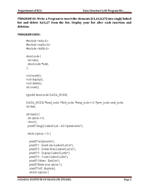 DAA LAB Manual IV SEM NEP 22 23 - DESIGN AND ANALYSIS OF ALGORITHMS LAB MANUAL YEAR : 2022 ...