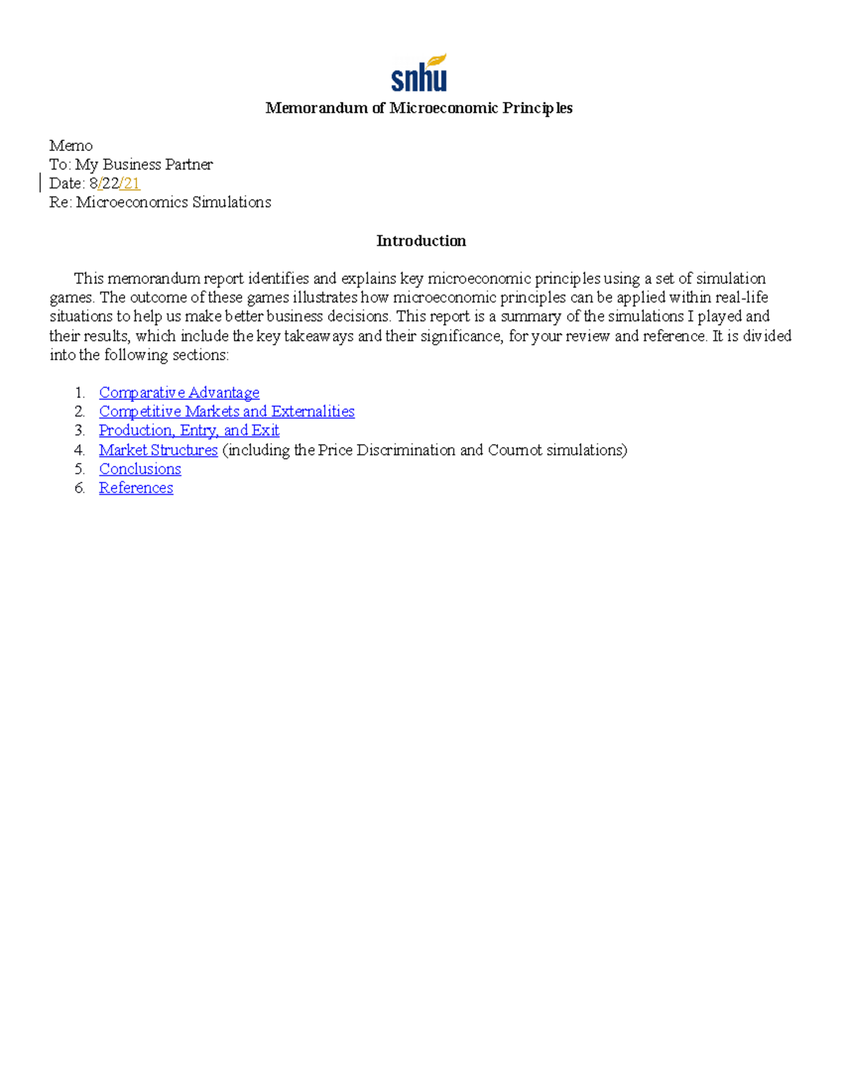 ECO 201 Final Project - This memorandum report identifies and explains ...