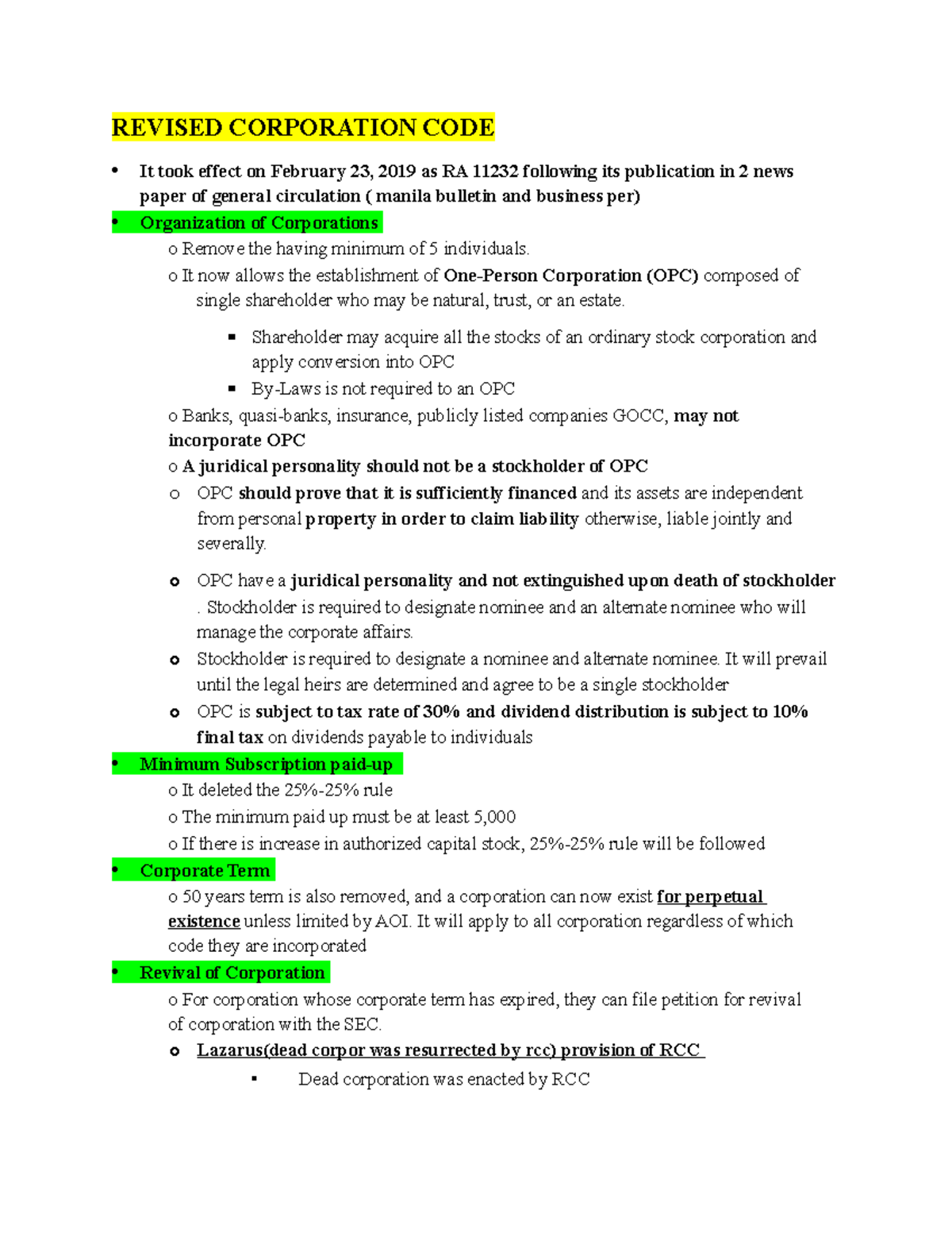 Revised Corporation CODE - REVISED CORPORATION CODE It took effect on ...